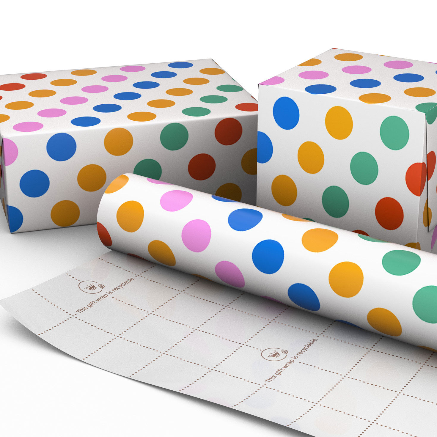 Rainbow Polka Dots Wrapping Paper Mini Roll, 38.8 sq. ft. - Wrapping ...