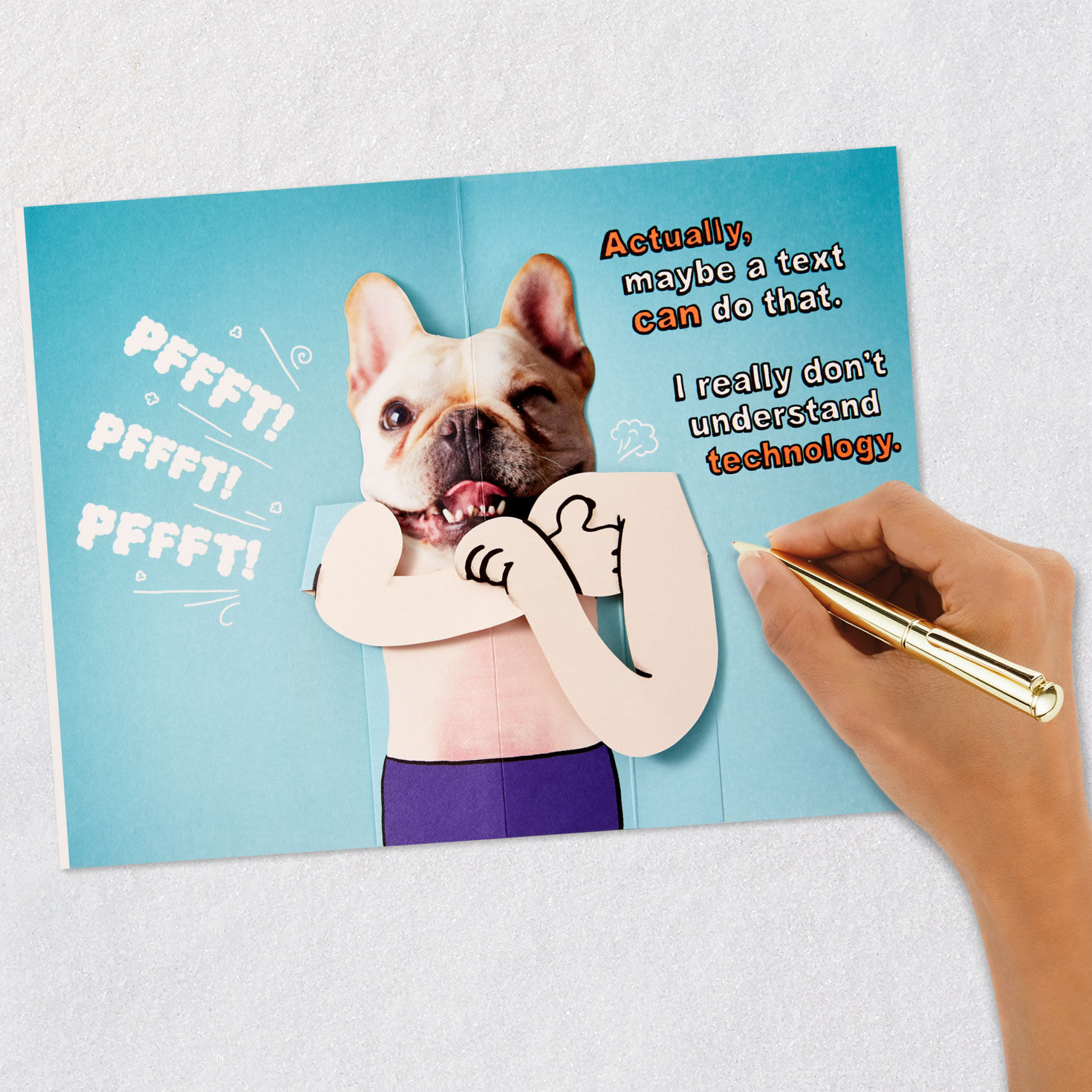 Armpit Farting Bulldog Funny Pop-Up Birthday Card - Greeting Cards ...