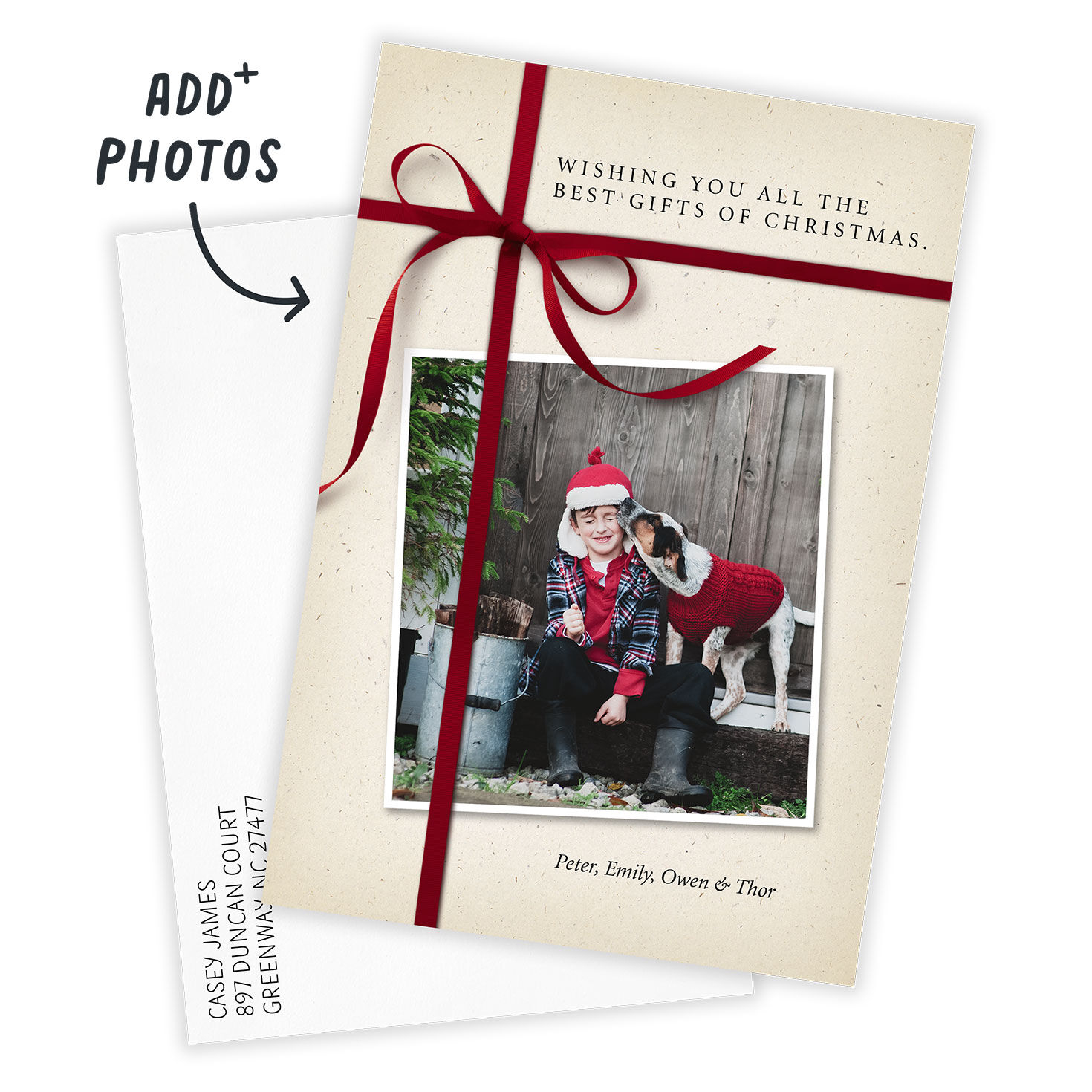 Red Ribbon Gift Flat Christmas Photo Card - Photo Cards | Hallmark