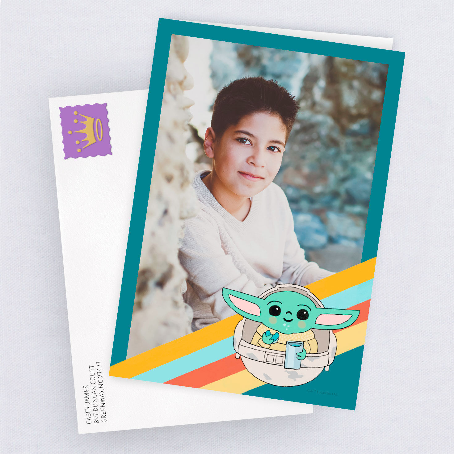 Star Wars: The Mandalorian™ Grogu™ Frame Photo Card - Greeting Cards ...