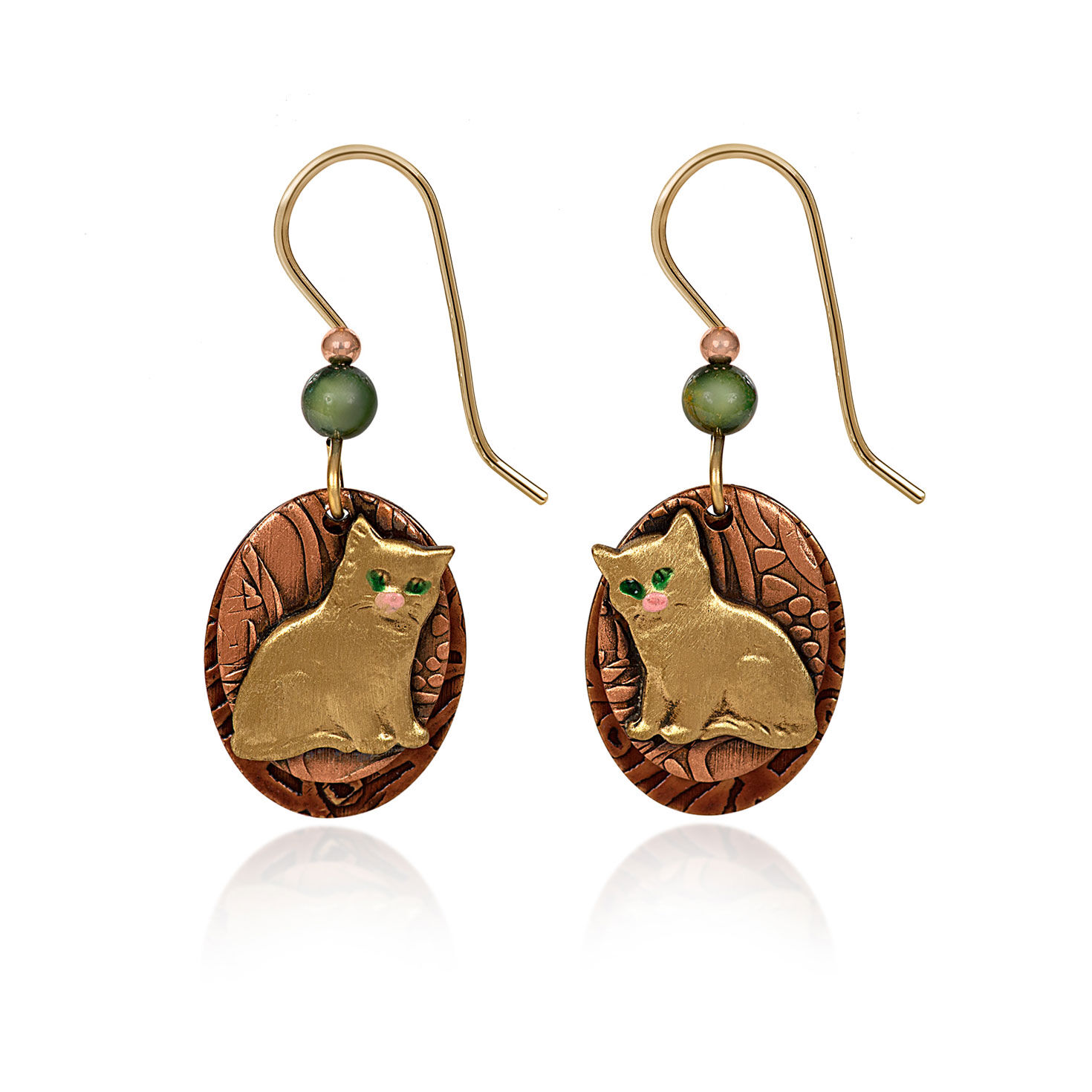 Silver Forest Cat on Layered Gold-Tone Mixed Metal Drop Earrings ...