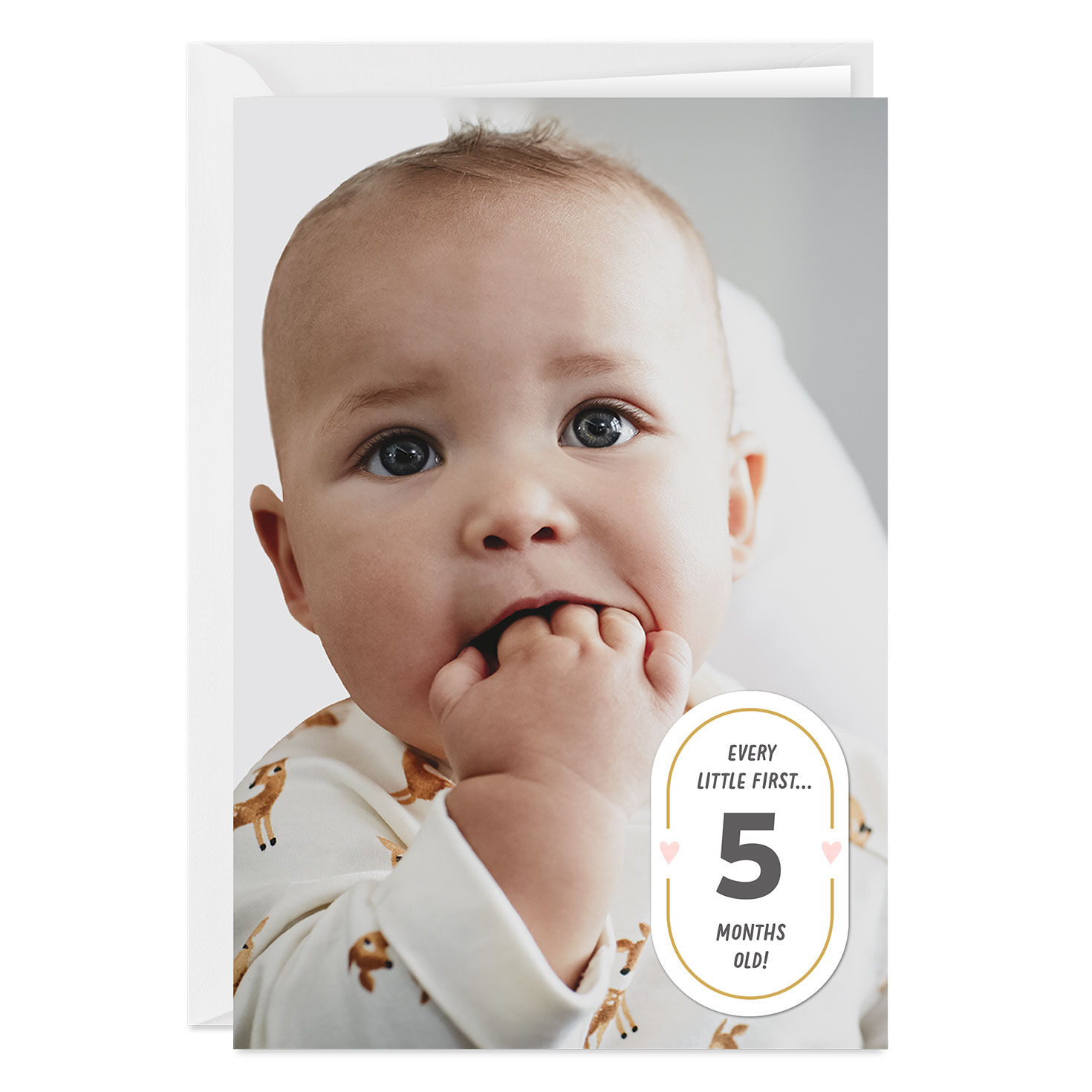 Personalized Milestone Badge with Hearts Photo Card - Greeting Cards ...