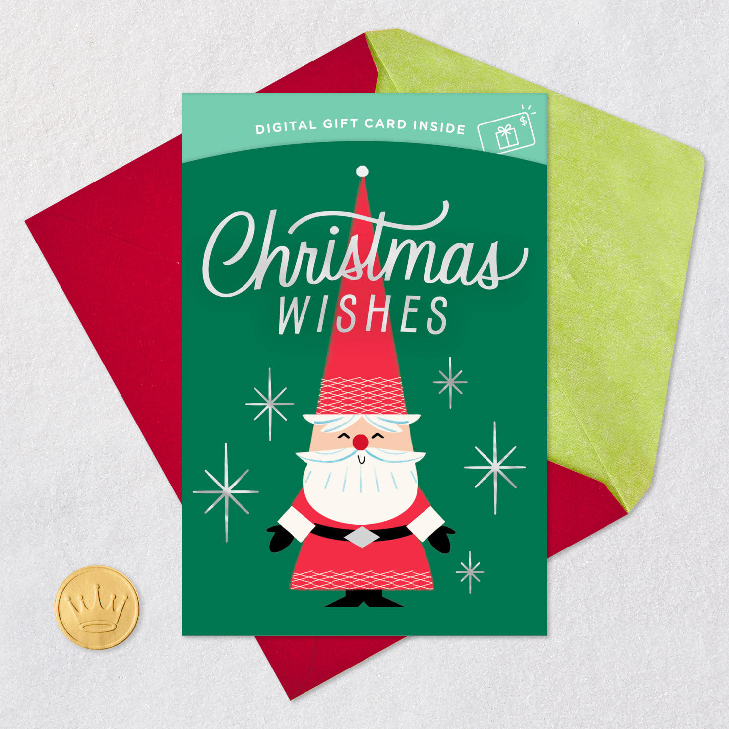 Merry Mod Santa Gift Card Greeting Christmas Card - Greeting Cards ...