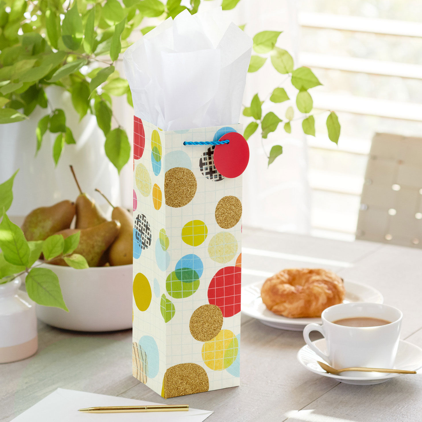 Dots on White Graph Bottle Gift Bag, 13" - Products | Hallmark