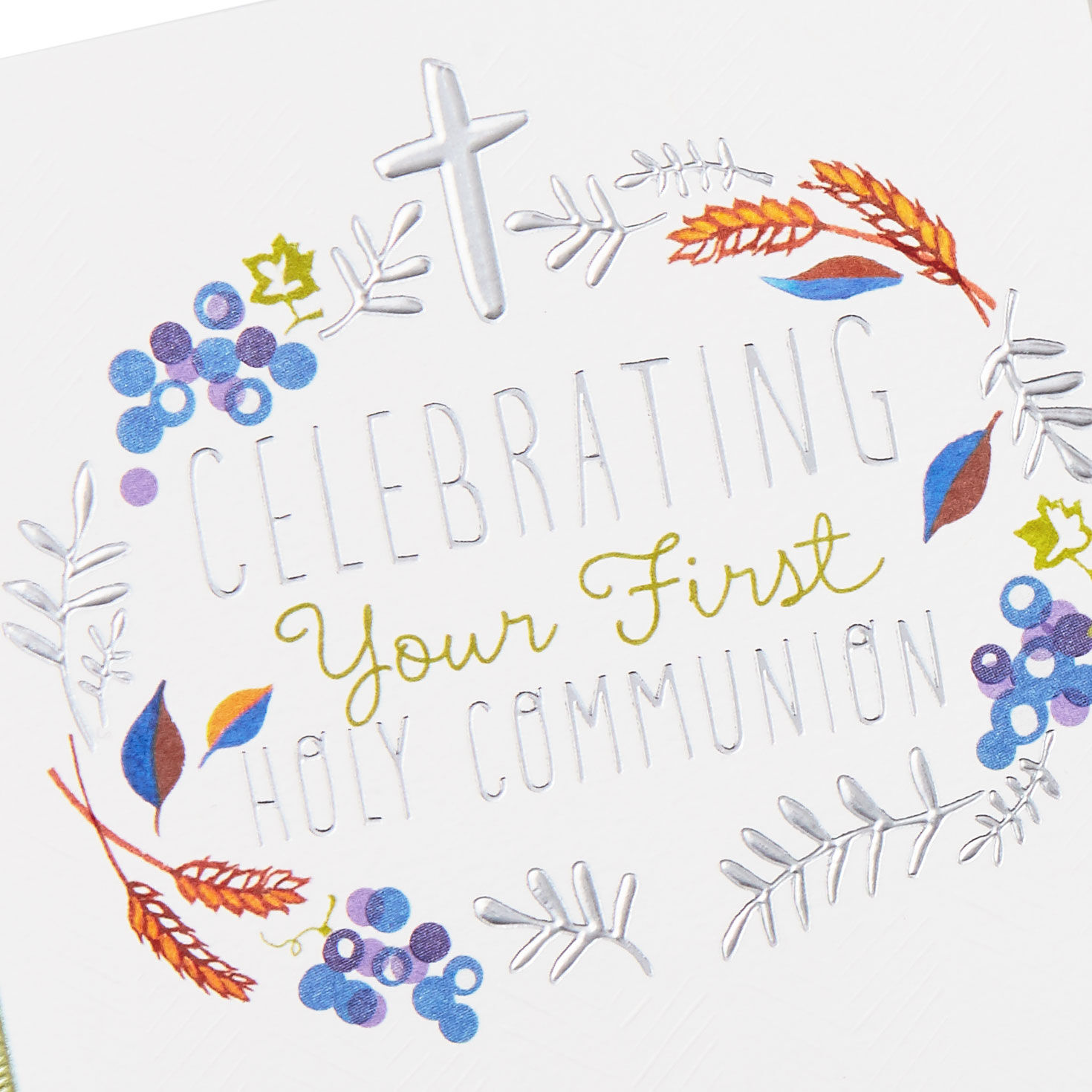 Wreath and Cross Religious First Communion Card - Greeting Cards | Hallmark
