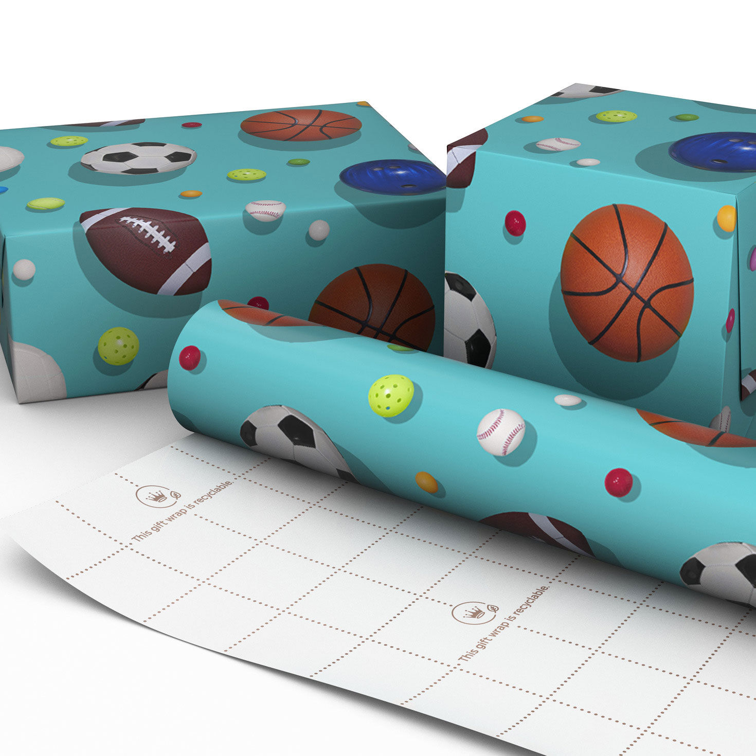 Sports Balls on Blue Wrapping Paper, 20 sq. ft. - Wrapping Paper | Hallmark