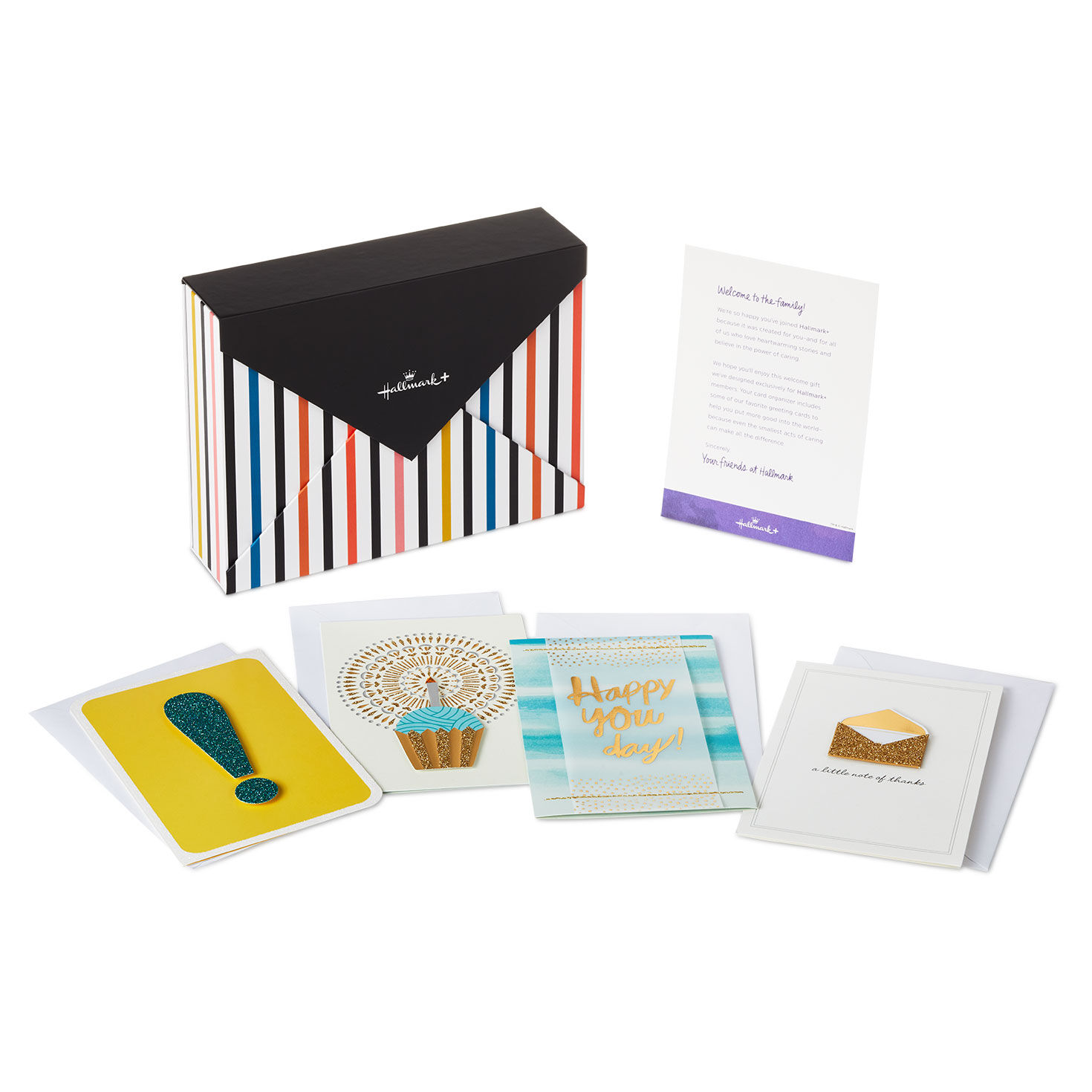 Hallmark+ New Member Welcome Gift: Card Organizer Box With 4 Assorted ...