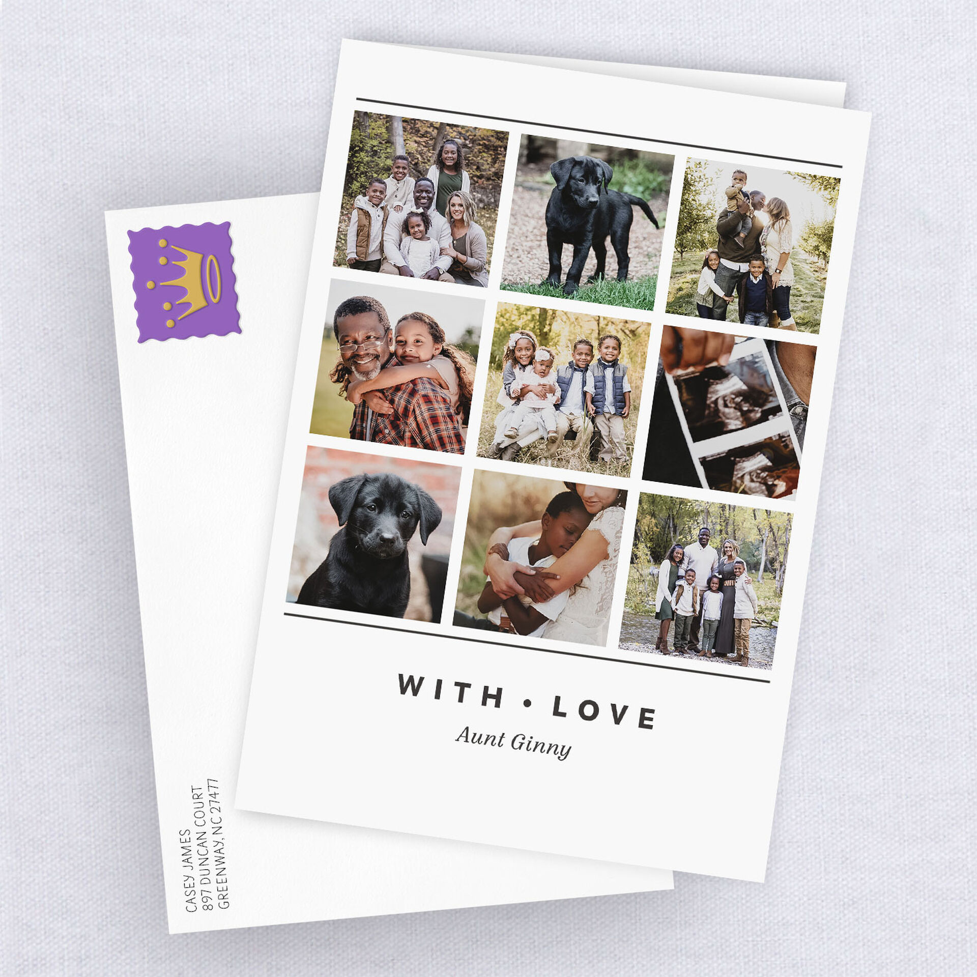 Personalized Lines on White Photo Collage Photo Card - Greeting Cards ...