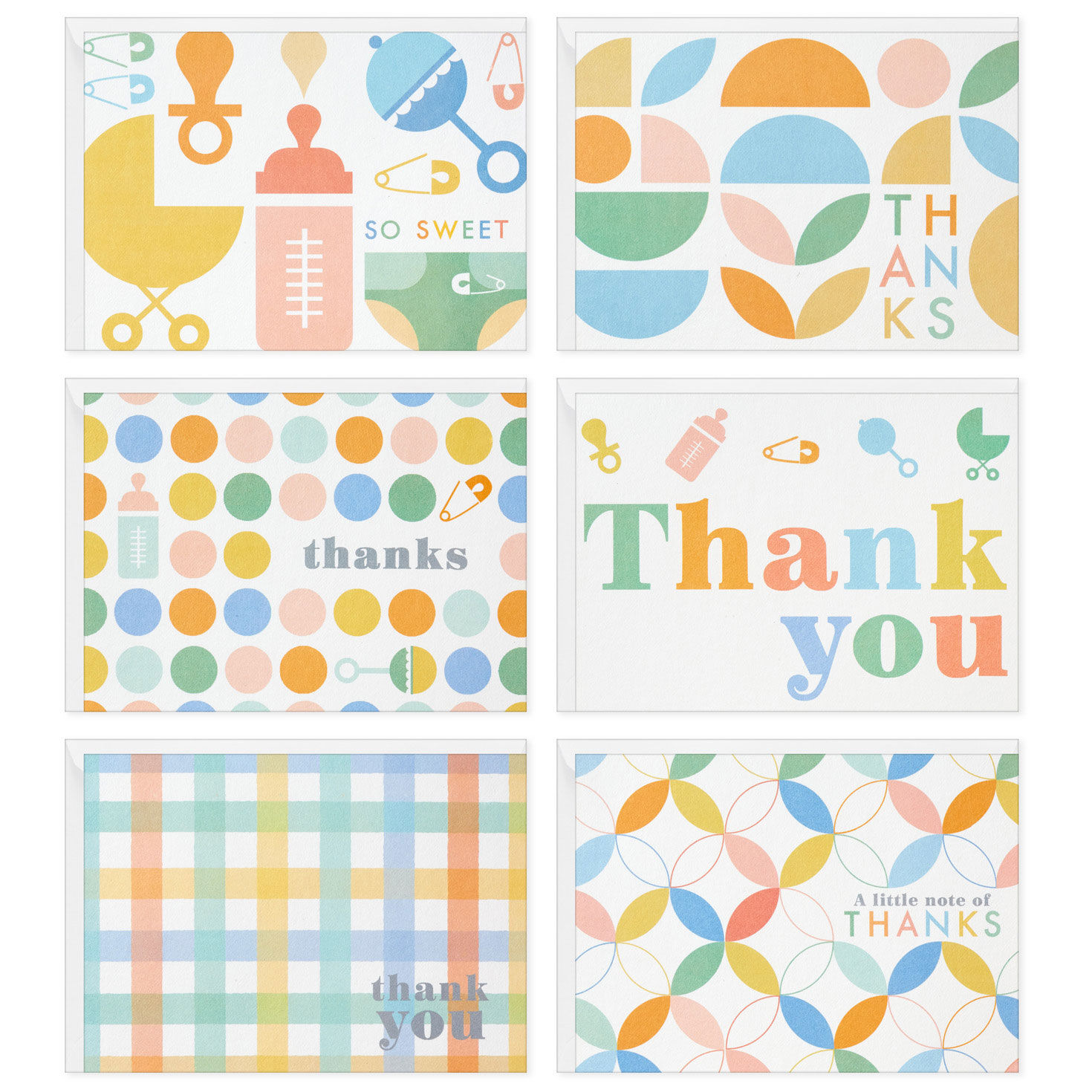 Soft Pastel Prints Assorted Baby Thank-You Notes, Pack of 48 - Note ...