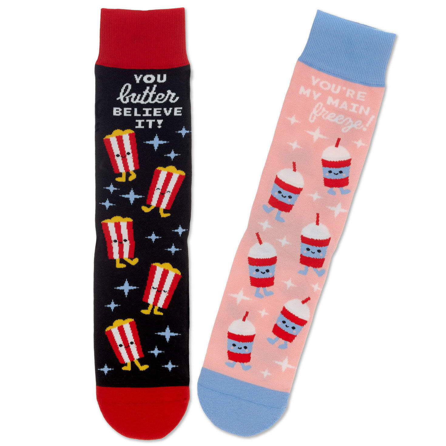 Better Together Popcorn and Slushie Funny Crew Socks - Socks & Slippers ...