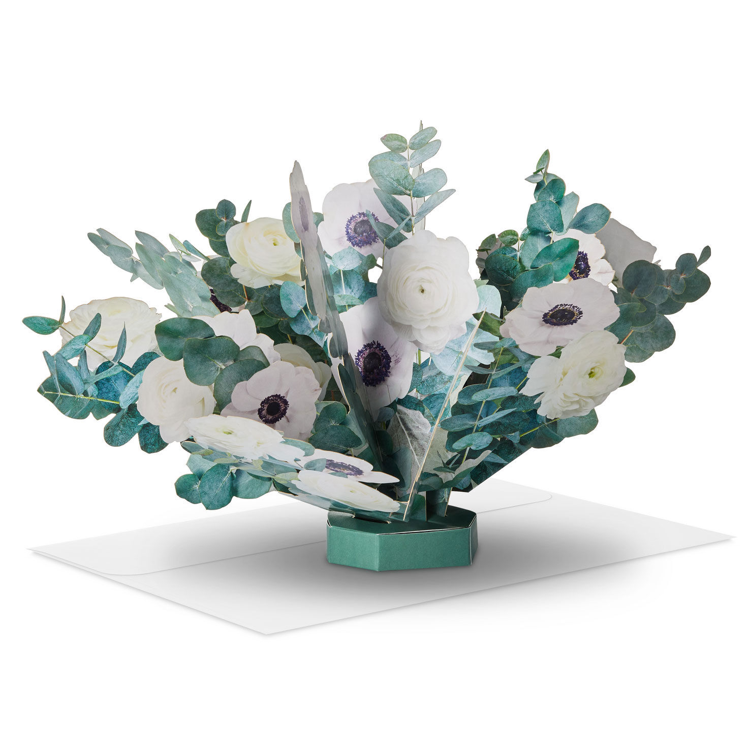Build-a-Bouquet White and Green Pop-Up Paper Flowers - Greeting Cards ...