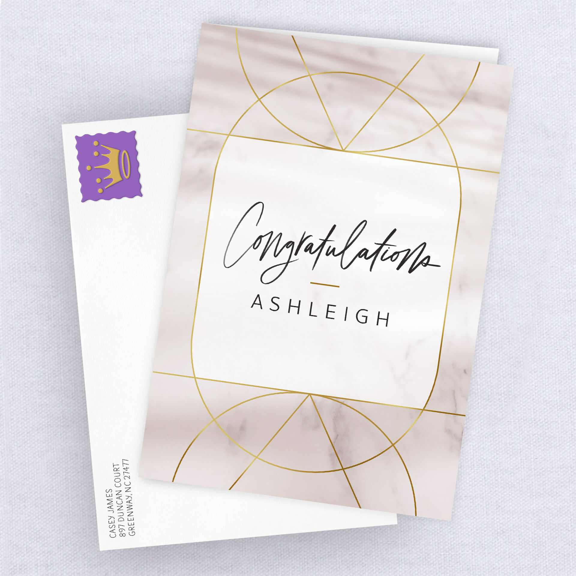 Personalized Gold Accents on Marble Card - Greeting Cards - Hallmark