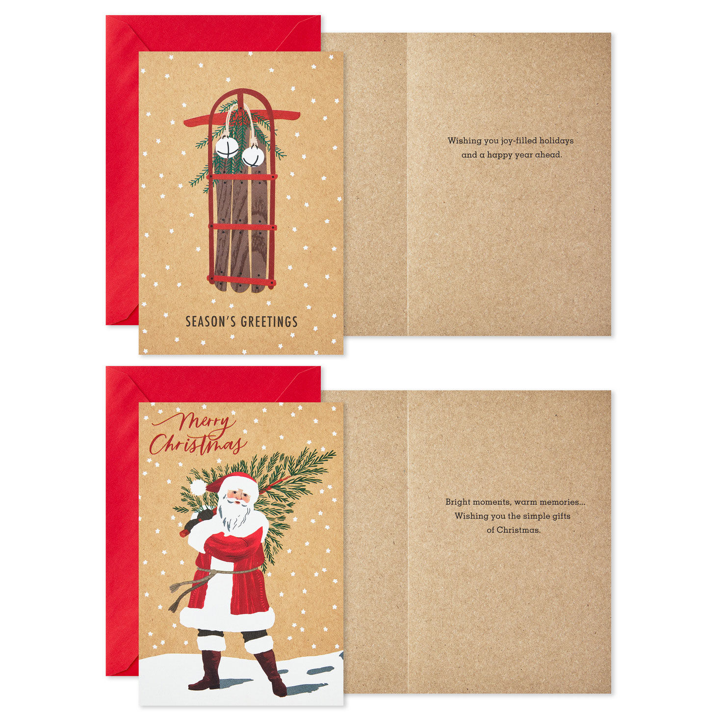 Rustic Kraft Boxed Christmas Cards Assortment, Pack of 36 - Boxed Cards ...