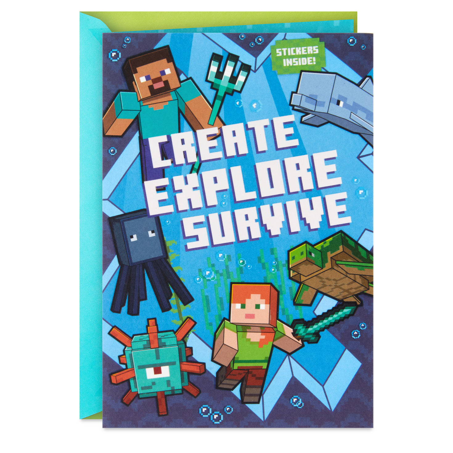 Minecraft Build a World of Adventure Birthday Card With Stickers ...