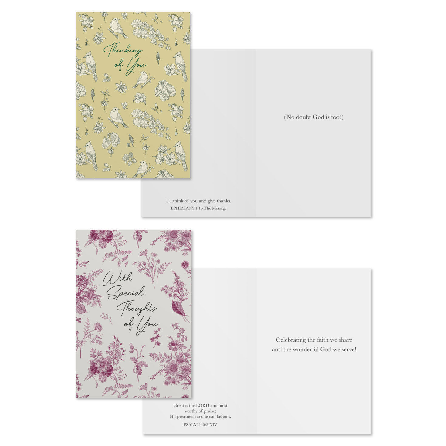 Floral Toile Assorted Religious Thinking of You Cards, Box of 12 ...