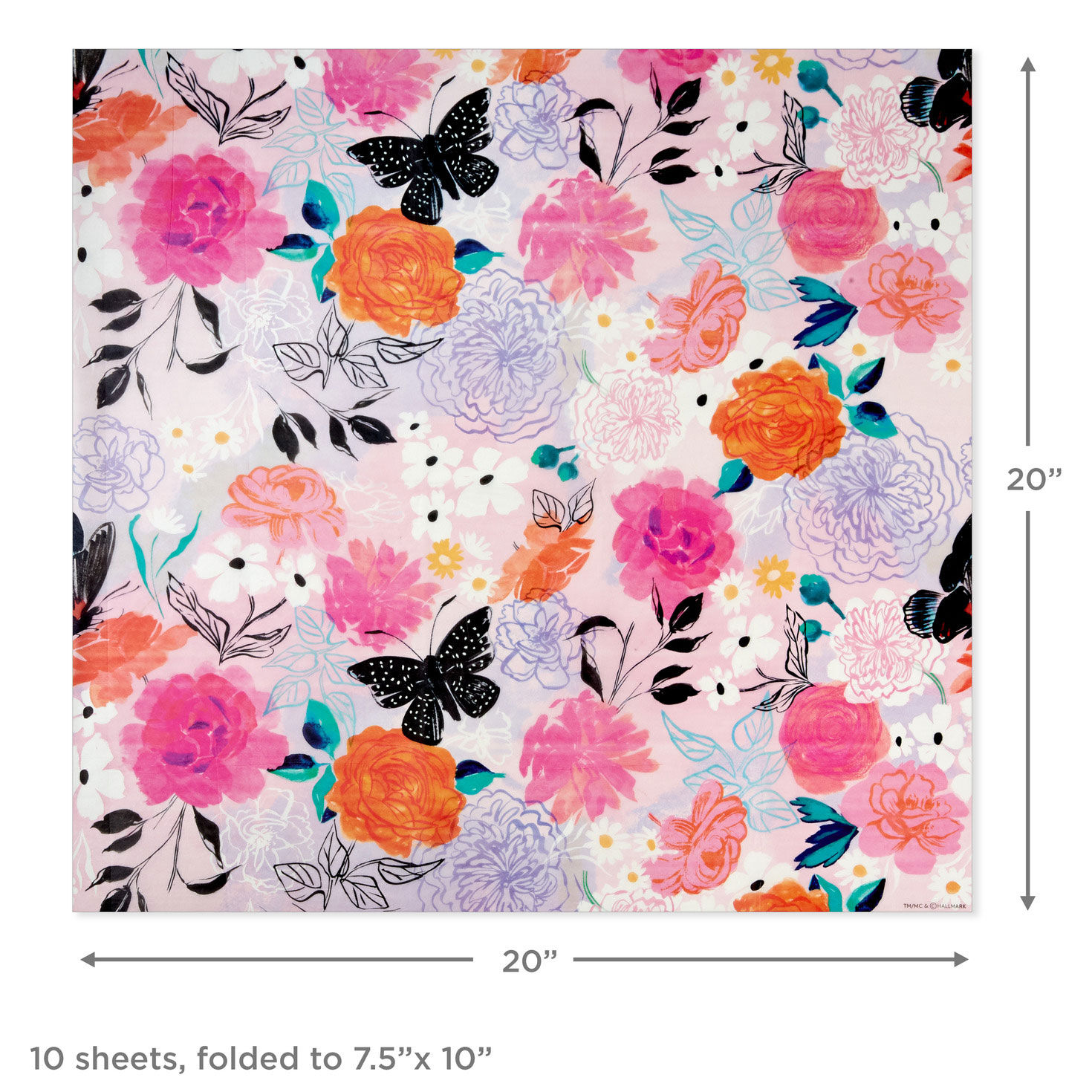 Vibrant Floral Tissue Paper With Gift Tag Stickers, 10 sheets - Tissue ...