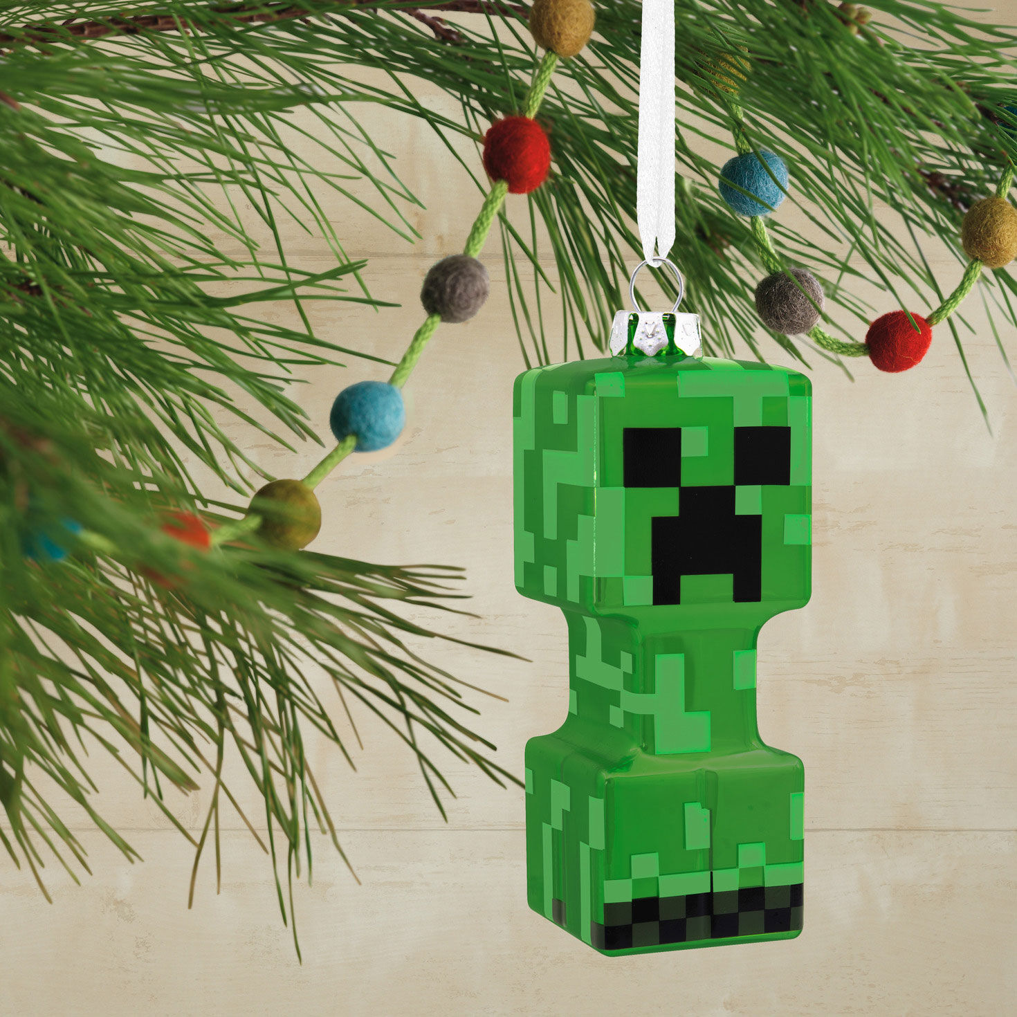 Minecraft Creeper Blown Glass Hallmark Ornament - Hallmark Ornaments ...