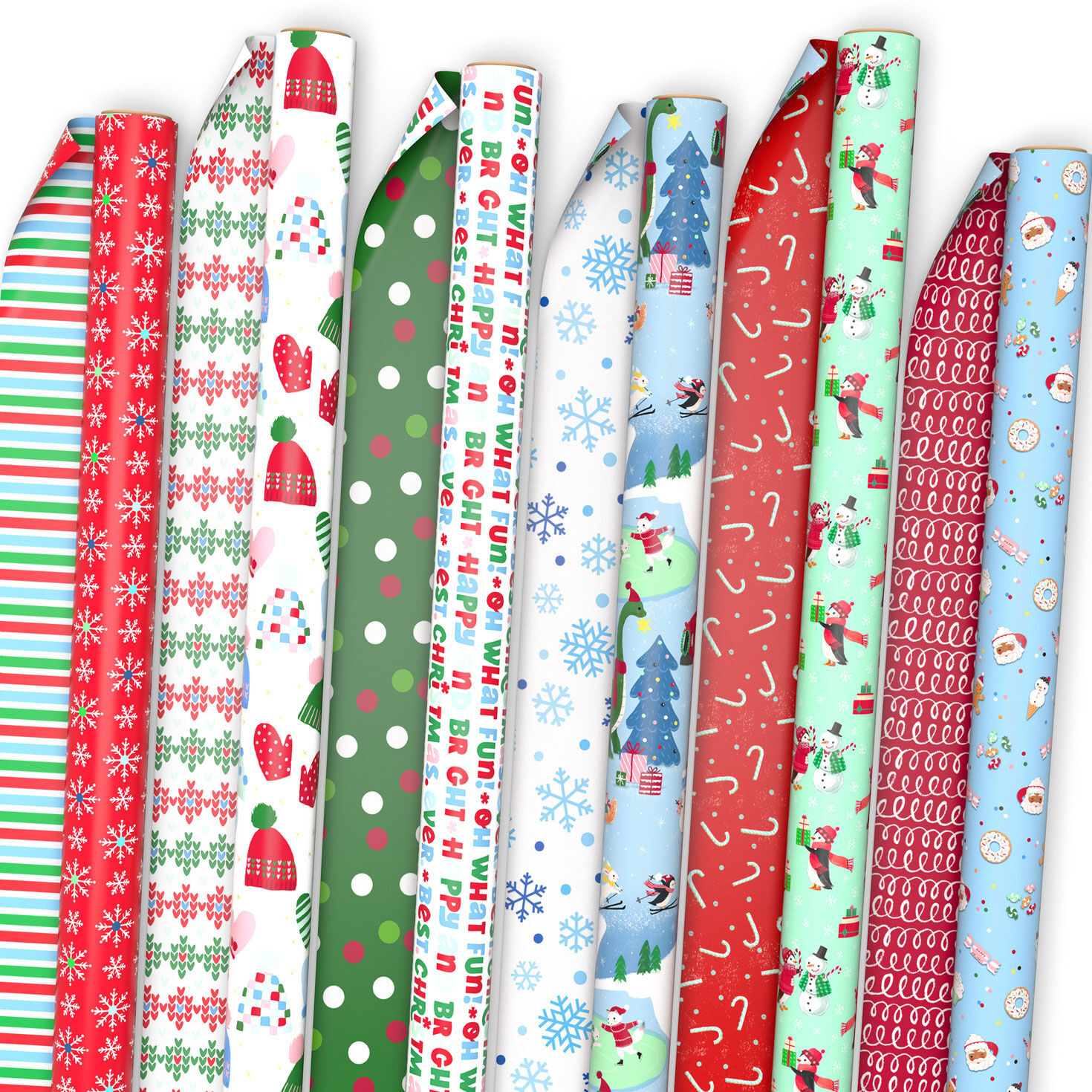 Oh So Merry 6-Pack Assorted Christmas Reversible Wrapping Paper Roll ...