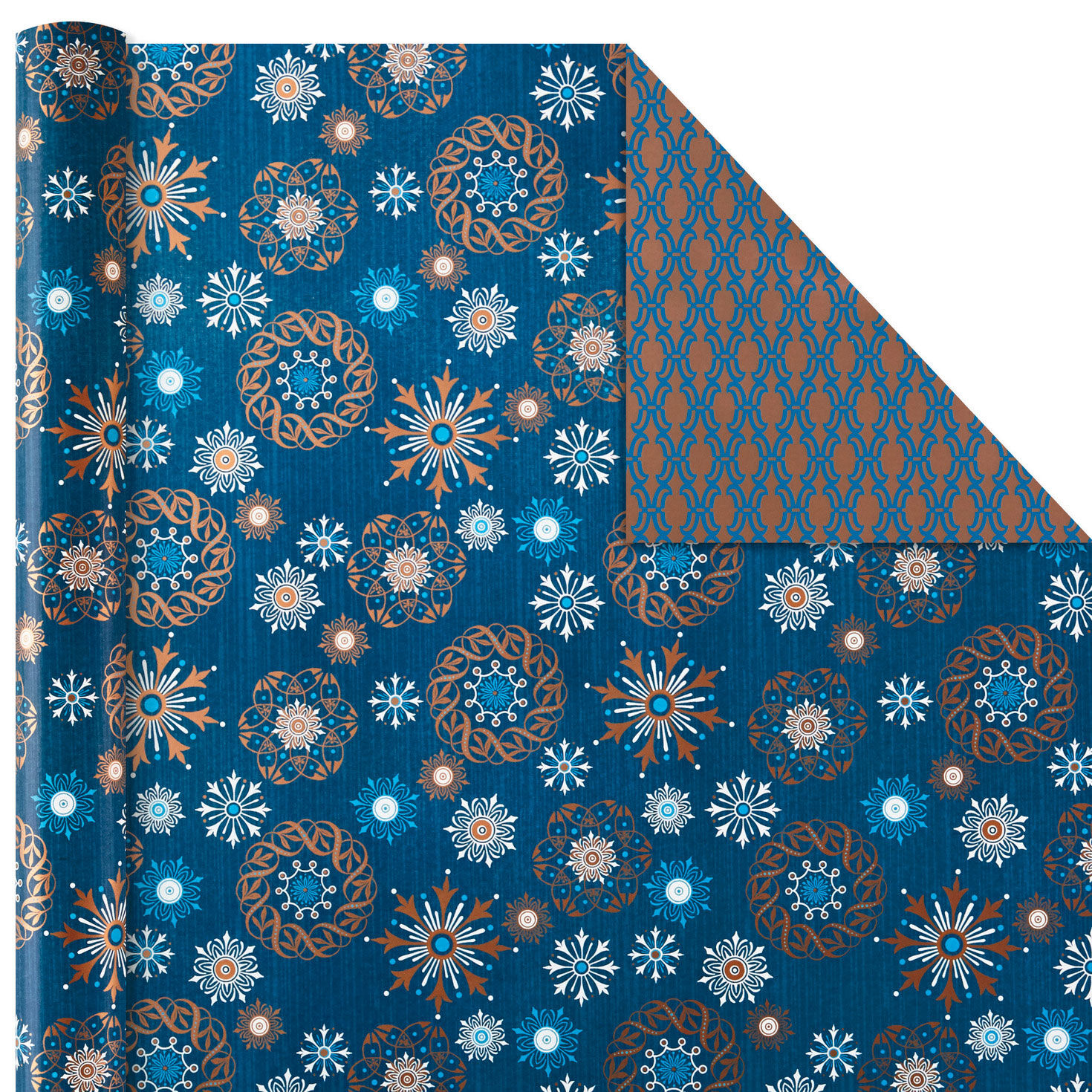 Elegant Blues 4-Pack Blue and Gold Reversible Wrapping Paper, 150 sq ...