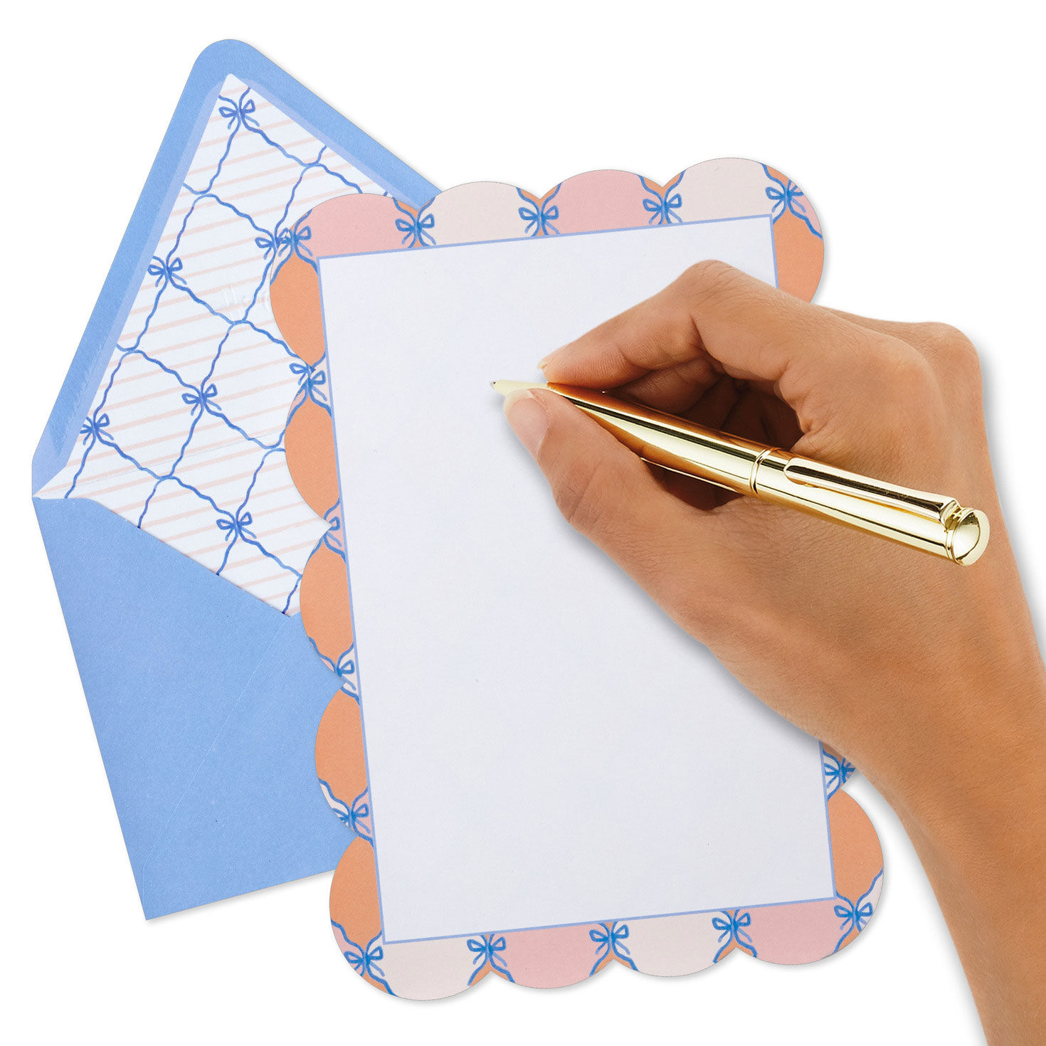 Pretty Scallops Pink and Blue Stationery Set, 12 Sheets - Note Cards ...