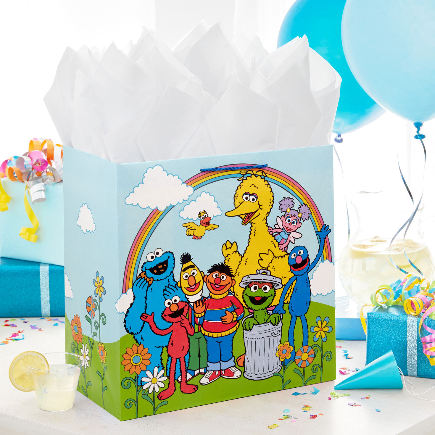 15" Sesame Street Friends Under Rainbow Extra-Deep Gift Bag - Gift Bags ...