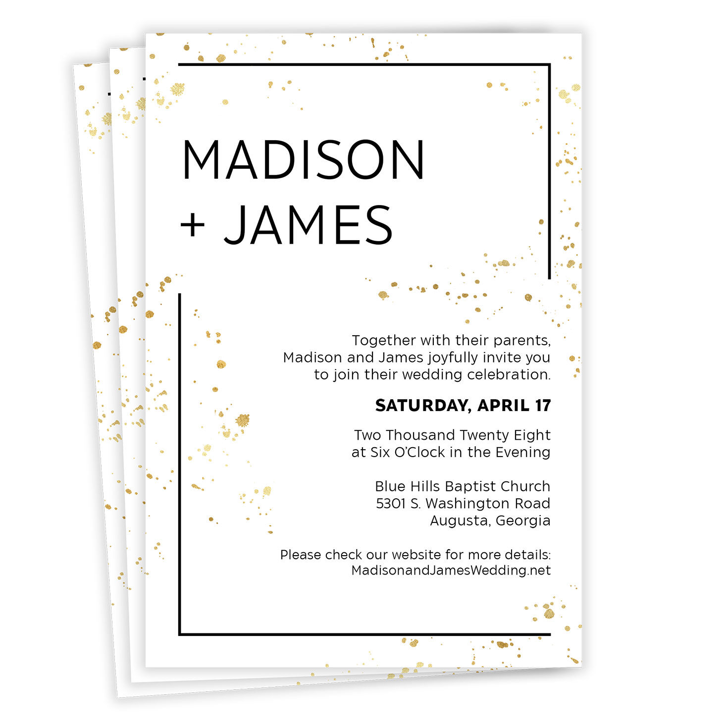 Modern Gold Splatter Flat Wedding Invitation - Invitations | Hallmark