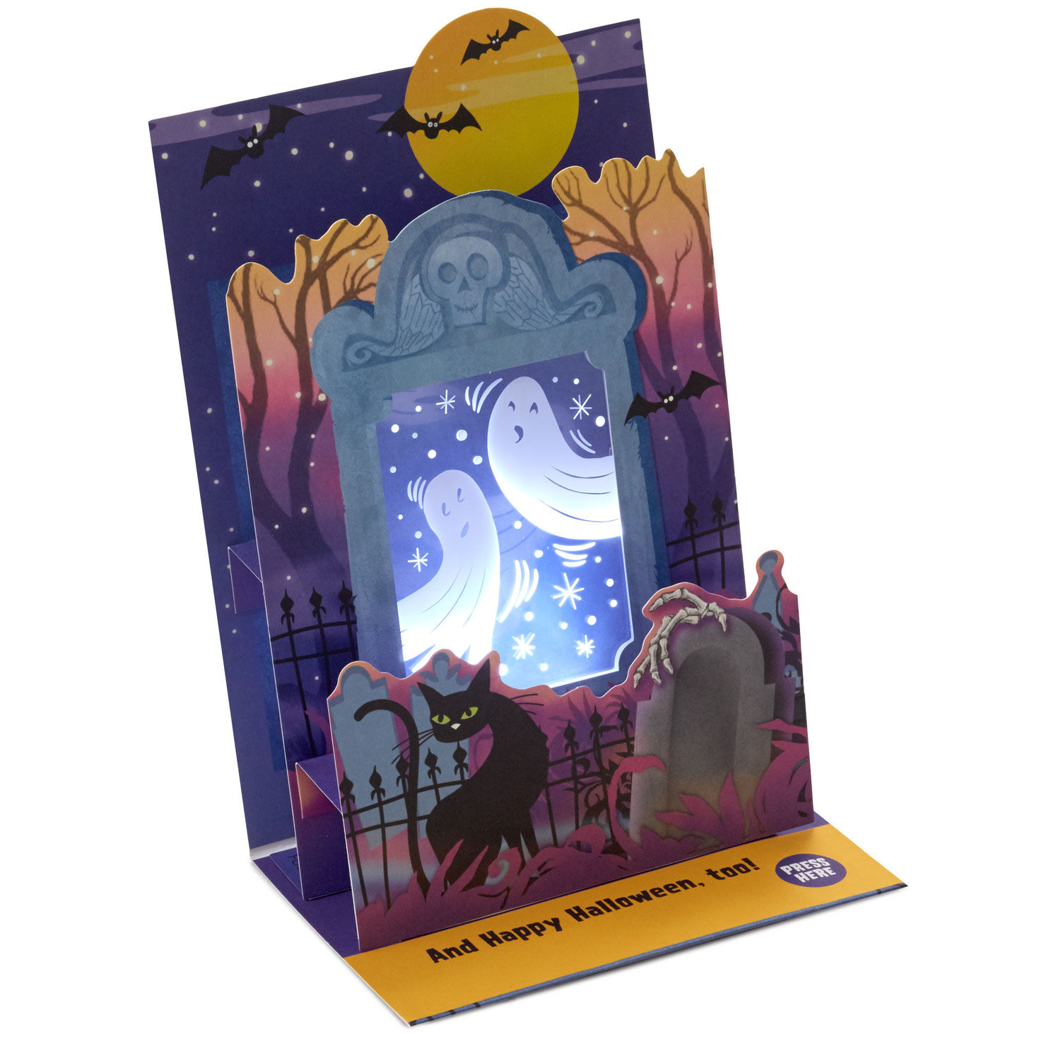 Ghosts in the Graveyard Musical Pop-Up Halloween Card With Light ...