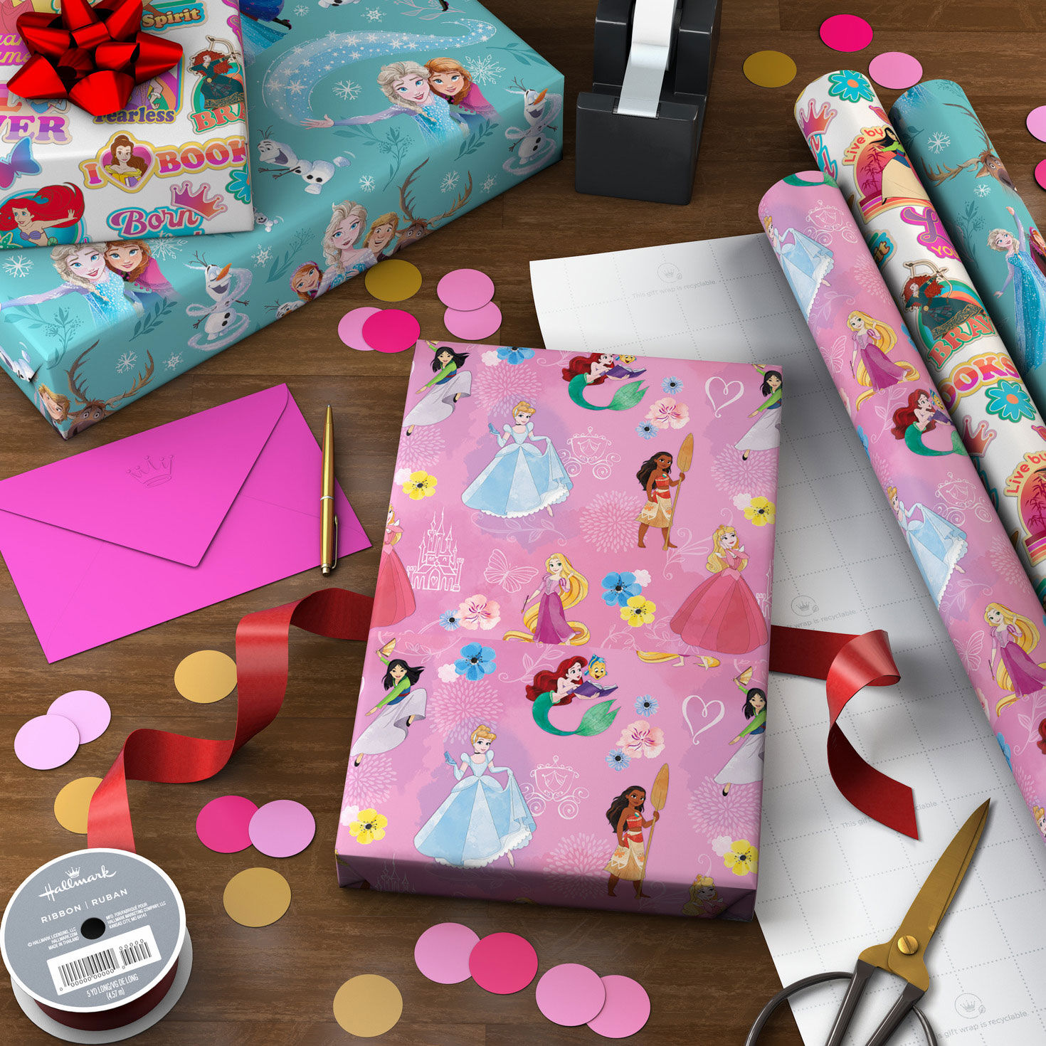 Disney Frozen and Disney Princesses Wrapping Paper Assortment, 60 sq ...