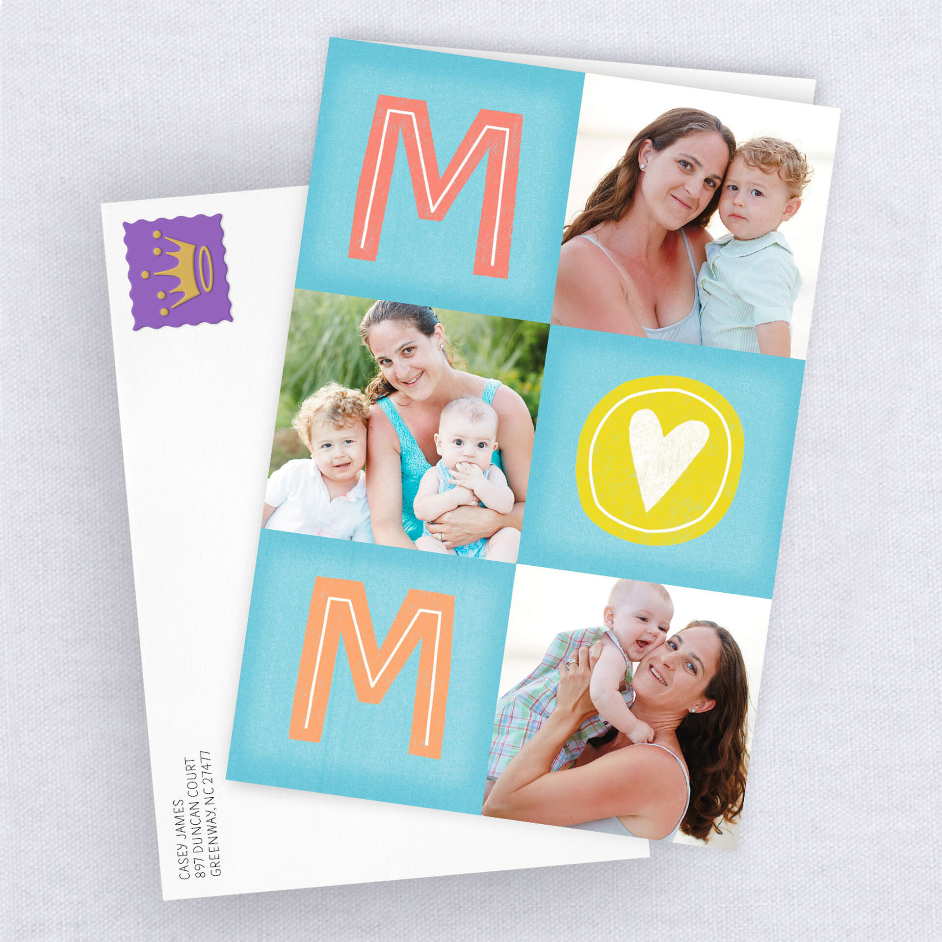 Personalized Photo Collage and Mom Lettering Photo Card - Greeting ...