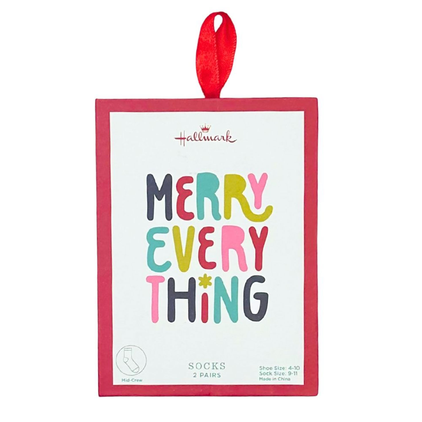 Merry Everything Christmas Crew Socks Gift Set in Greeting Card Box, 2 ...