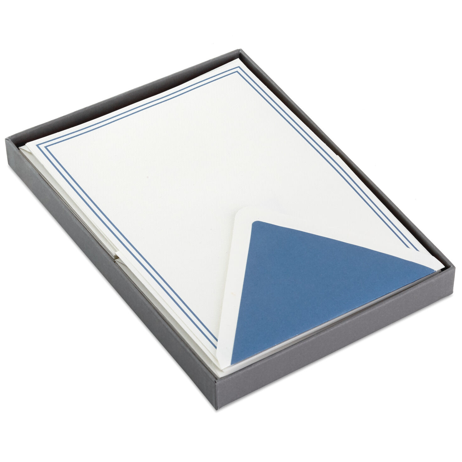 Double Blue Border Stationery Set, Box of 20 - Note Cards & Stationery ...