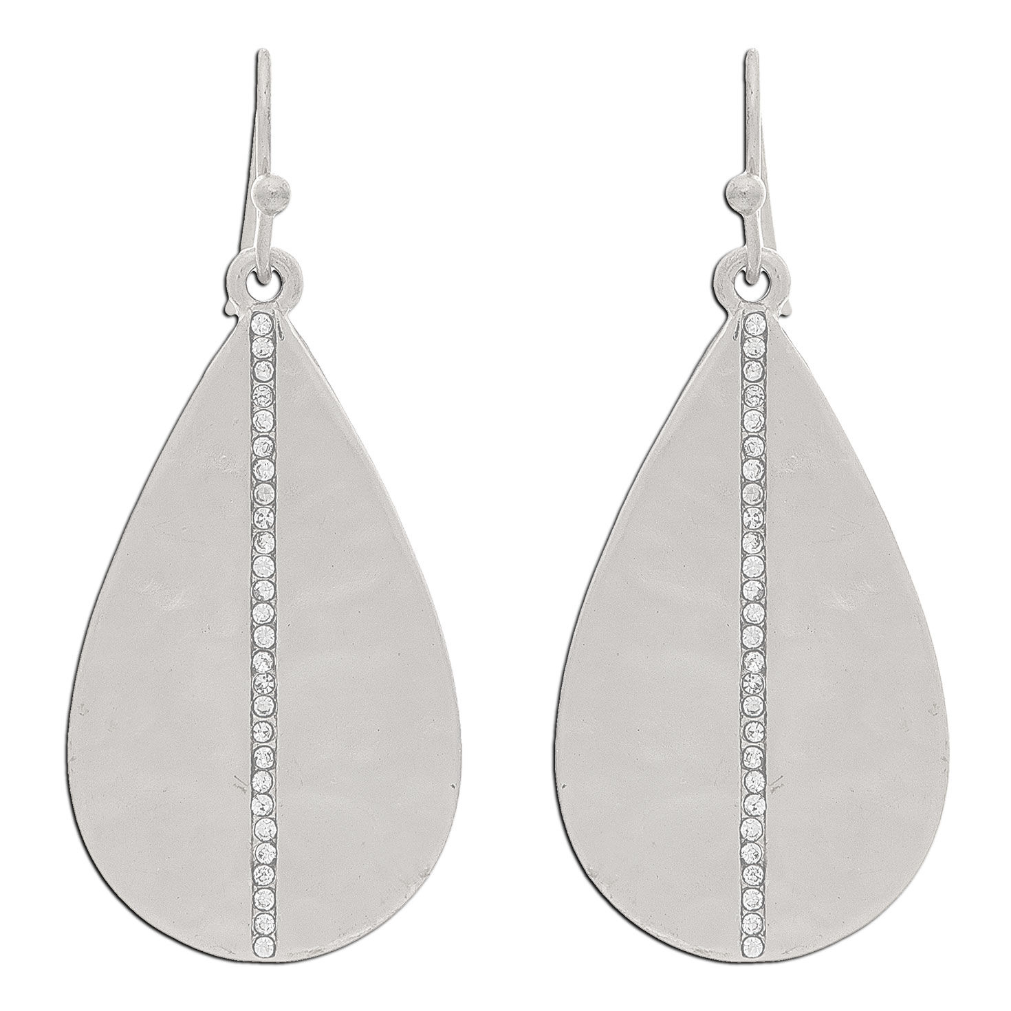 Rain Jewelry Silver Metal Teardrop and Crystal Stripe Earrings ...