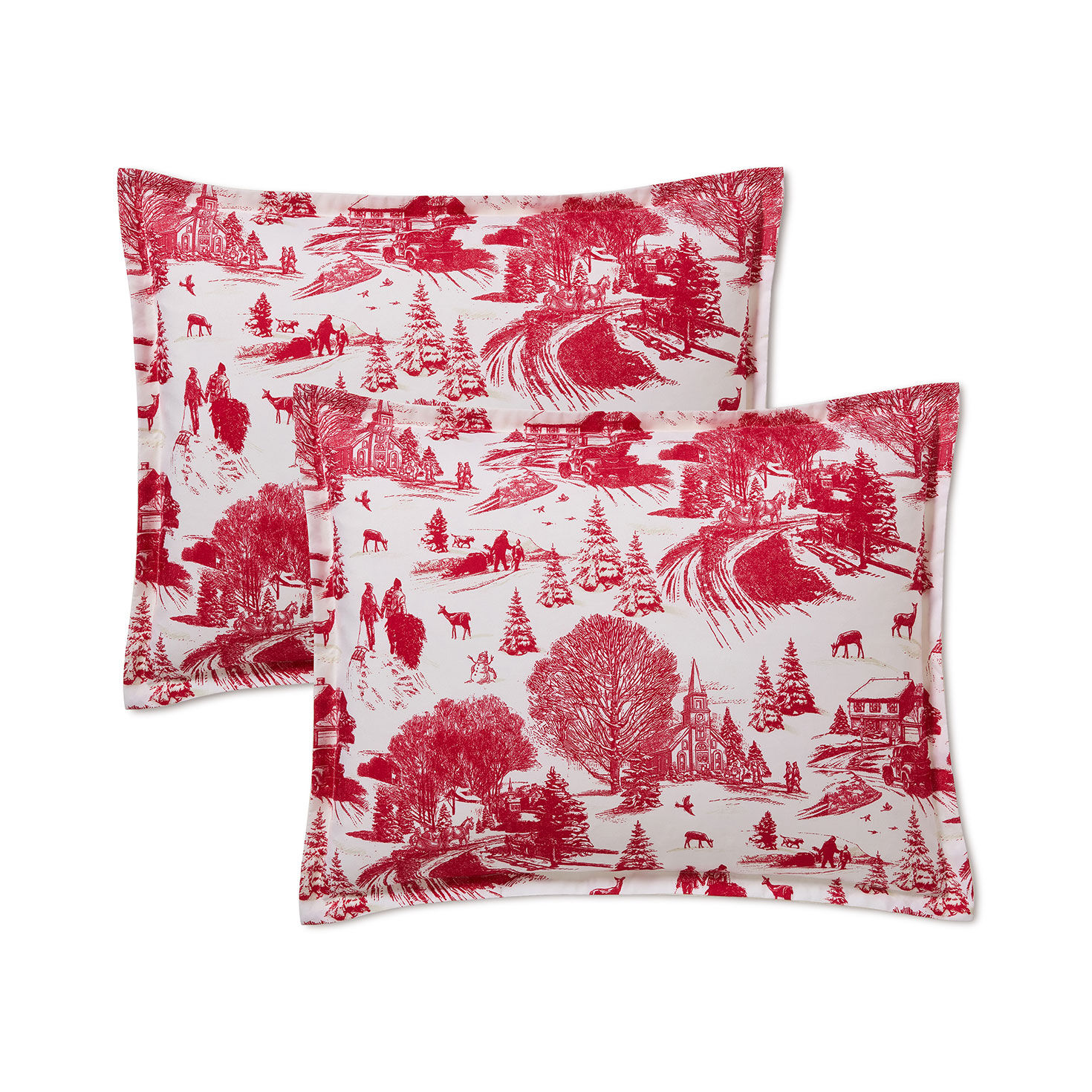 Red Holiday Toile Comforter Set With Shams and Pillow - Pillows ...
