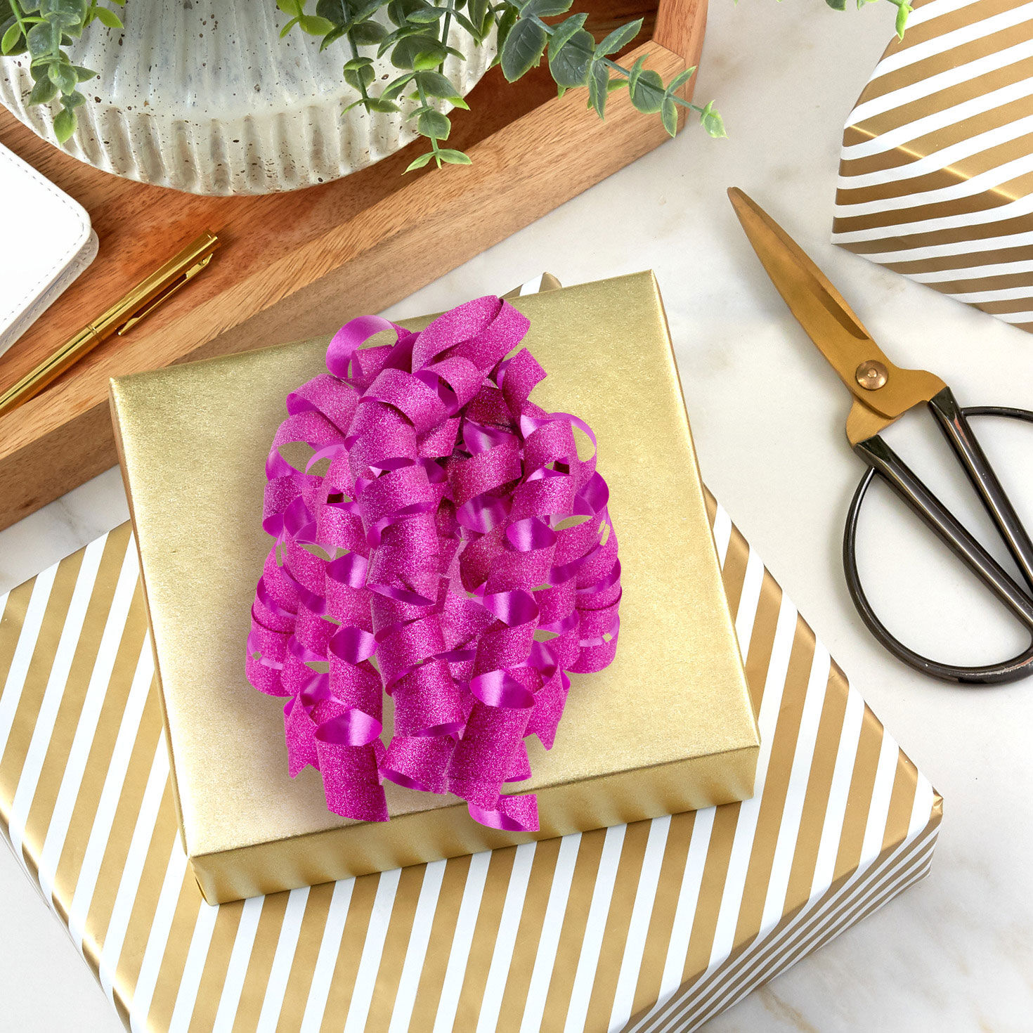 6.5" Sparkling Pink Curly Ribbon Gift Bow - Bows & Ribbons | Hallmark