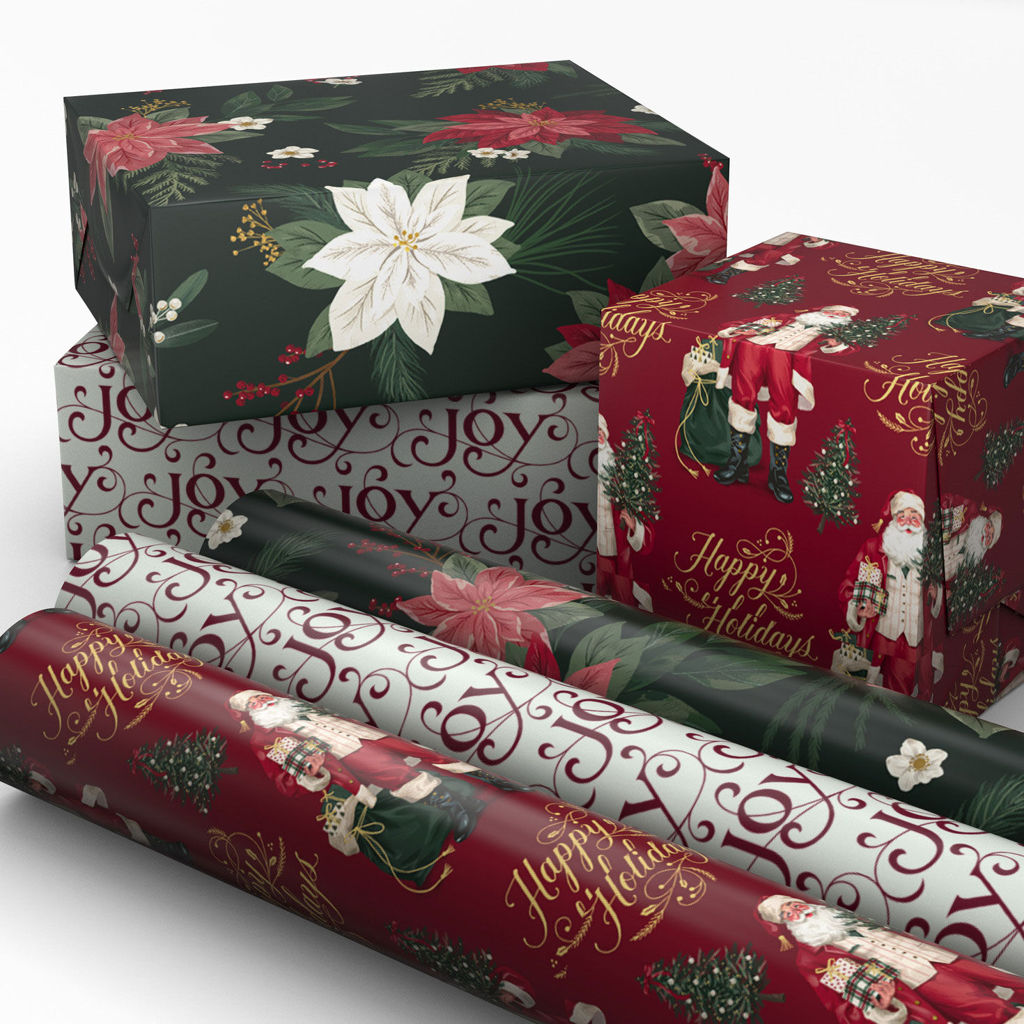 Tidings of Joy 3-Pack Assortment Wrapping Paper Roll Bundle, 120 sq. ft ...