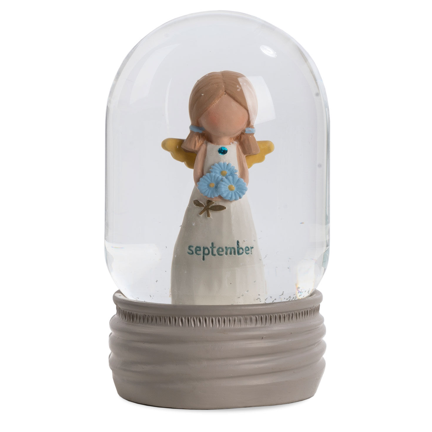 Blossom Bucket September Birthstone Angel Snow Globe, 4.2" - Snow ...