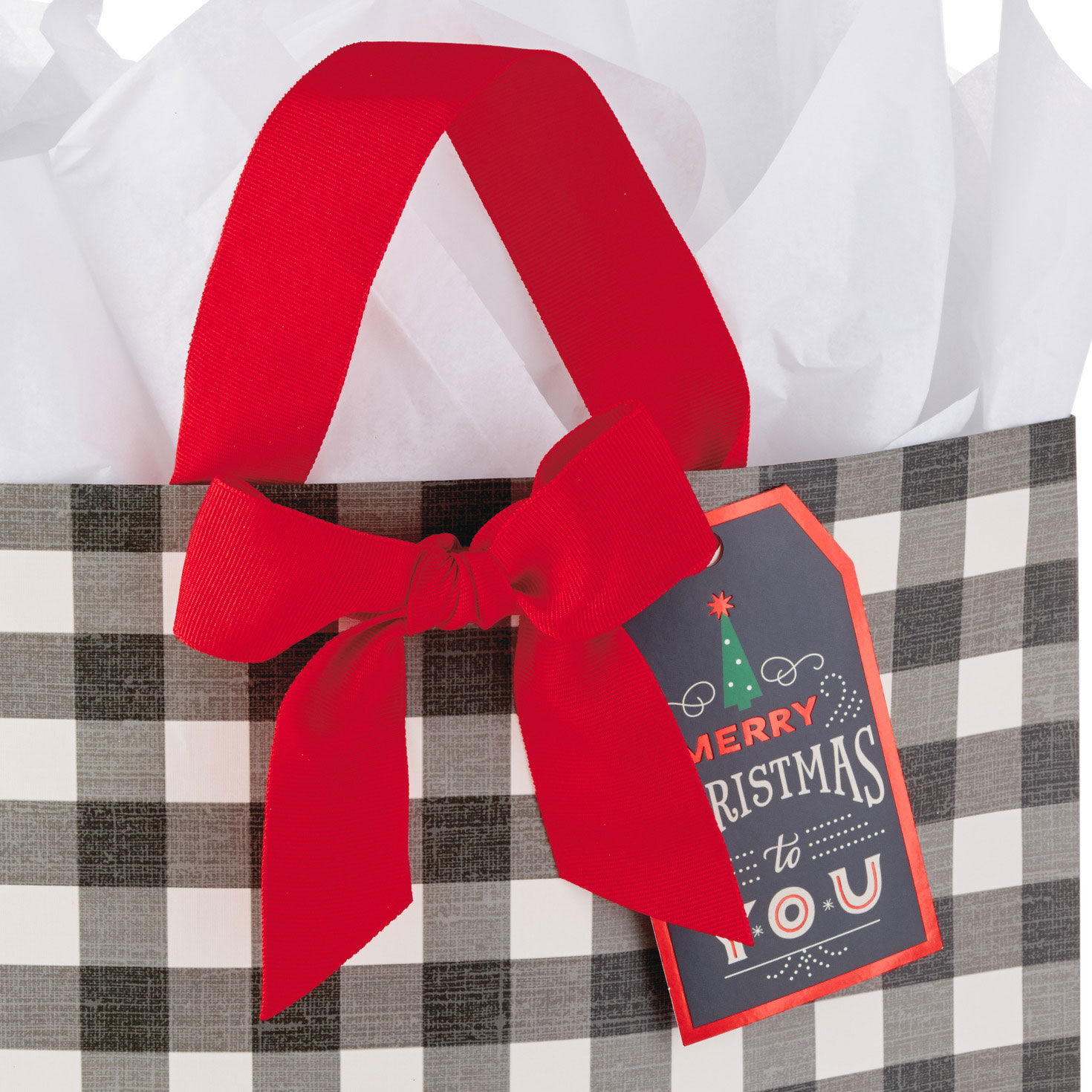 15.5" Buffalo Check Extra-Large Christmas Gift Bag With Tissue Paper ...