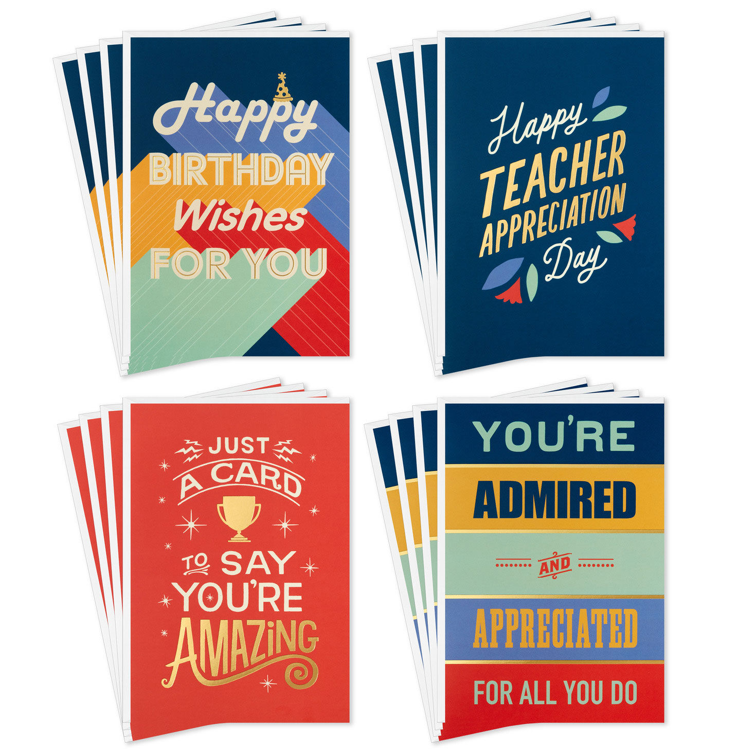 Bold and Colorful Boxed Teacher Appreciation Cards Assortment, Pack of ...