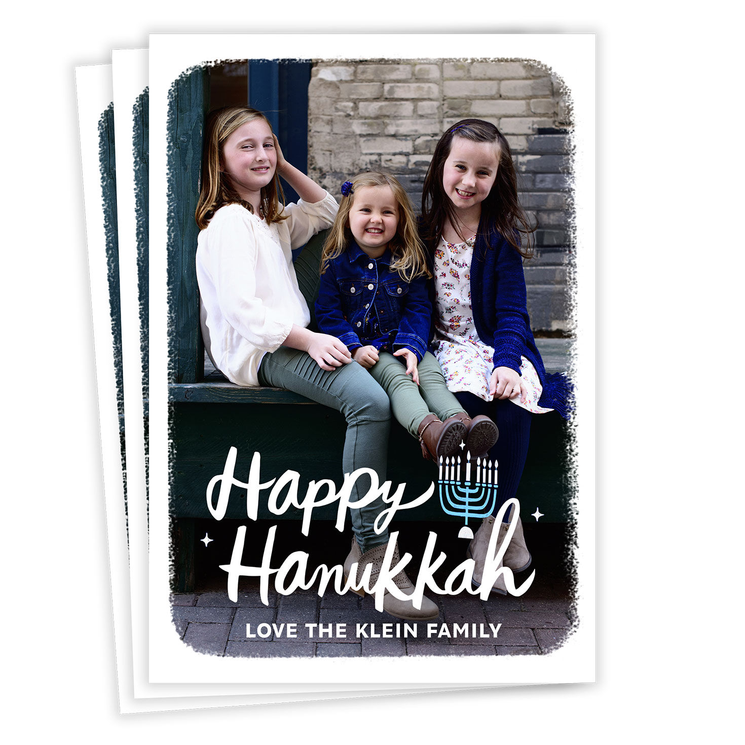 White Frame and Menorah Flat Hanukkah Photo Card - Photo Cards | Hallmark