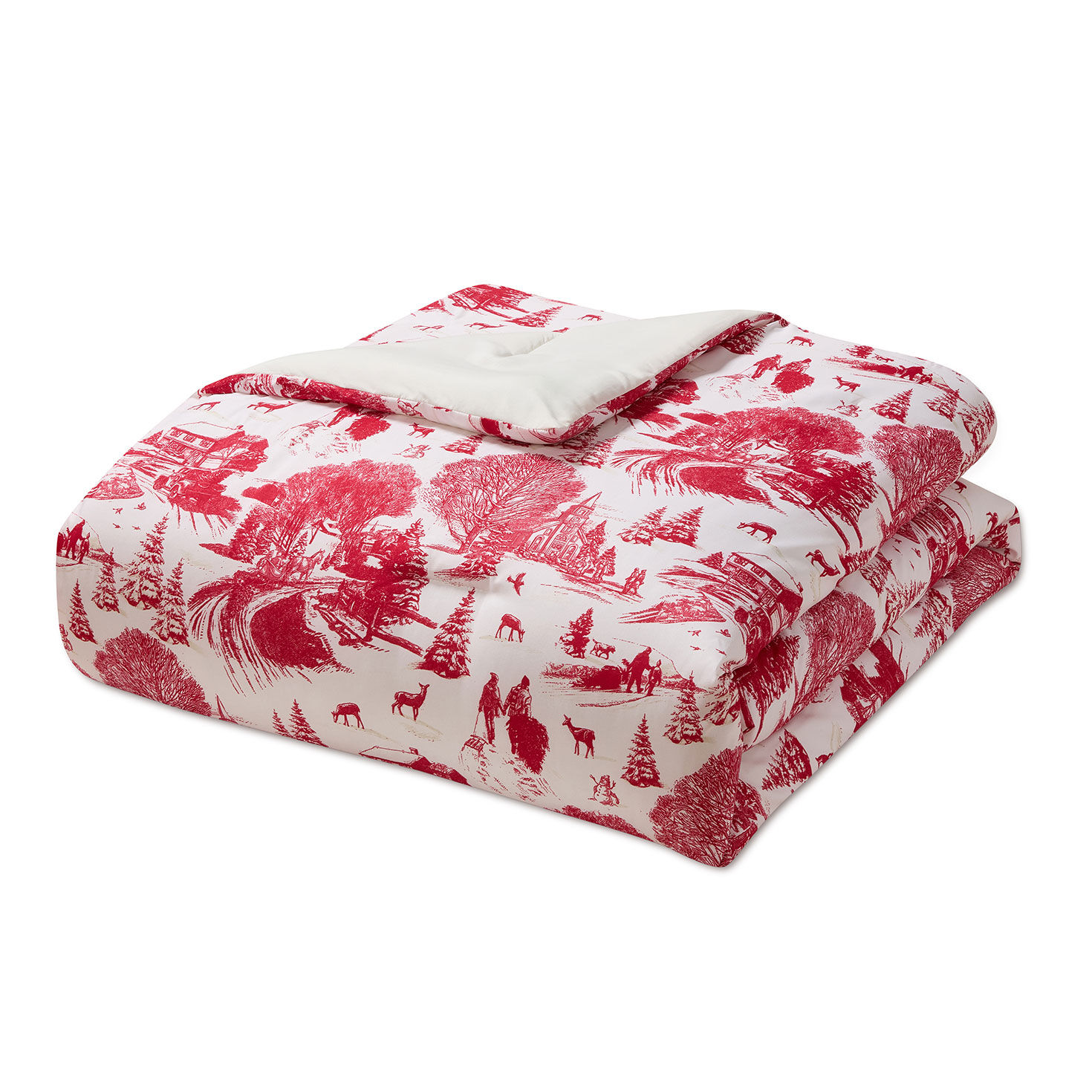 Red Holiday Toile Comforter Set With Shams and Pillow - Pillows ...
