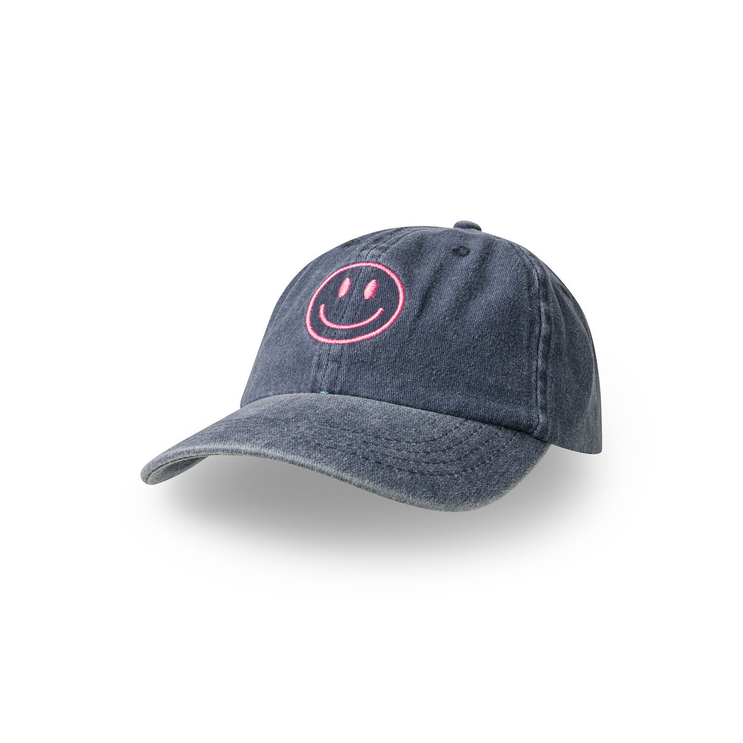 Pacific Brim Pink Smiley Face Blue Denim Baseball Cap - Scarves, Hats ...