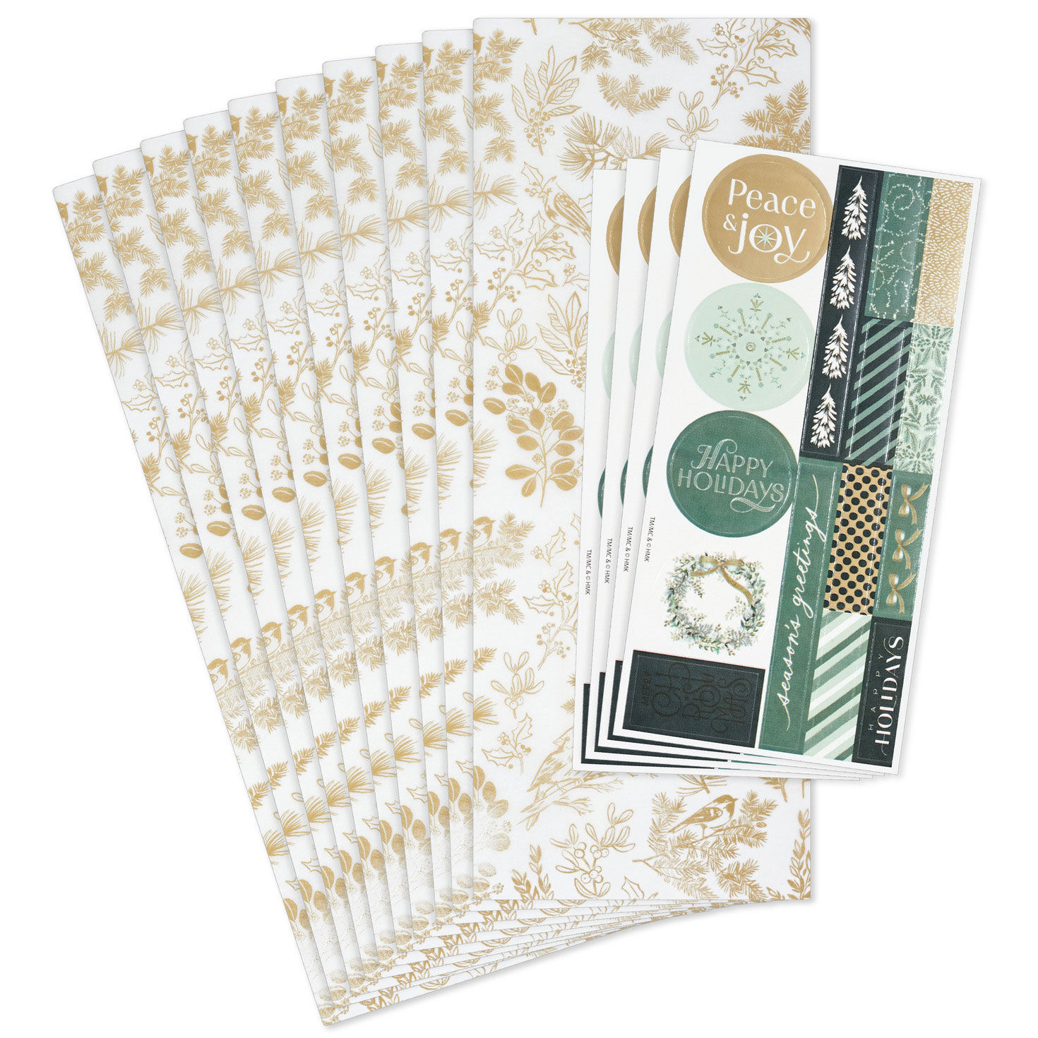 Gold Toile Holiday Tissue Paper With Stickers, 10 sheets - Tissue ...