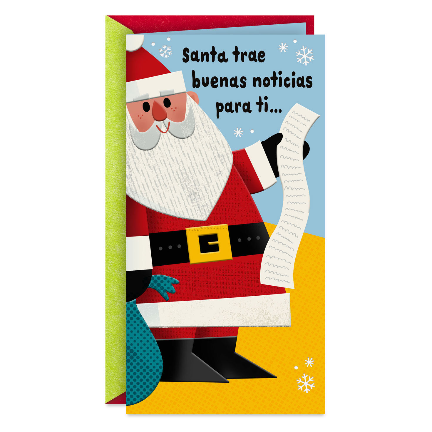 Santa Brings Good News Spanish-Language Money Holder Christmas Card ...