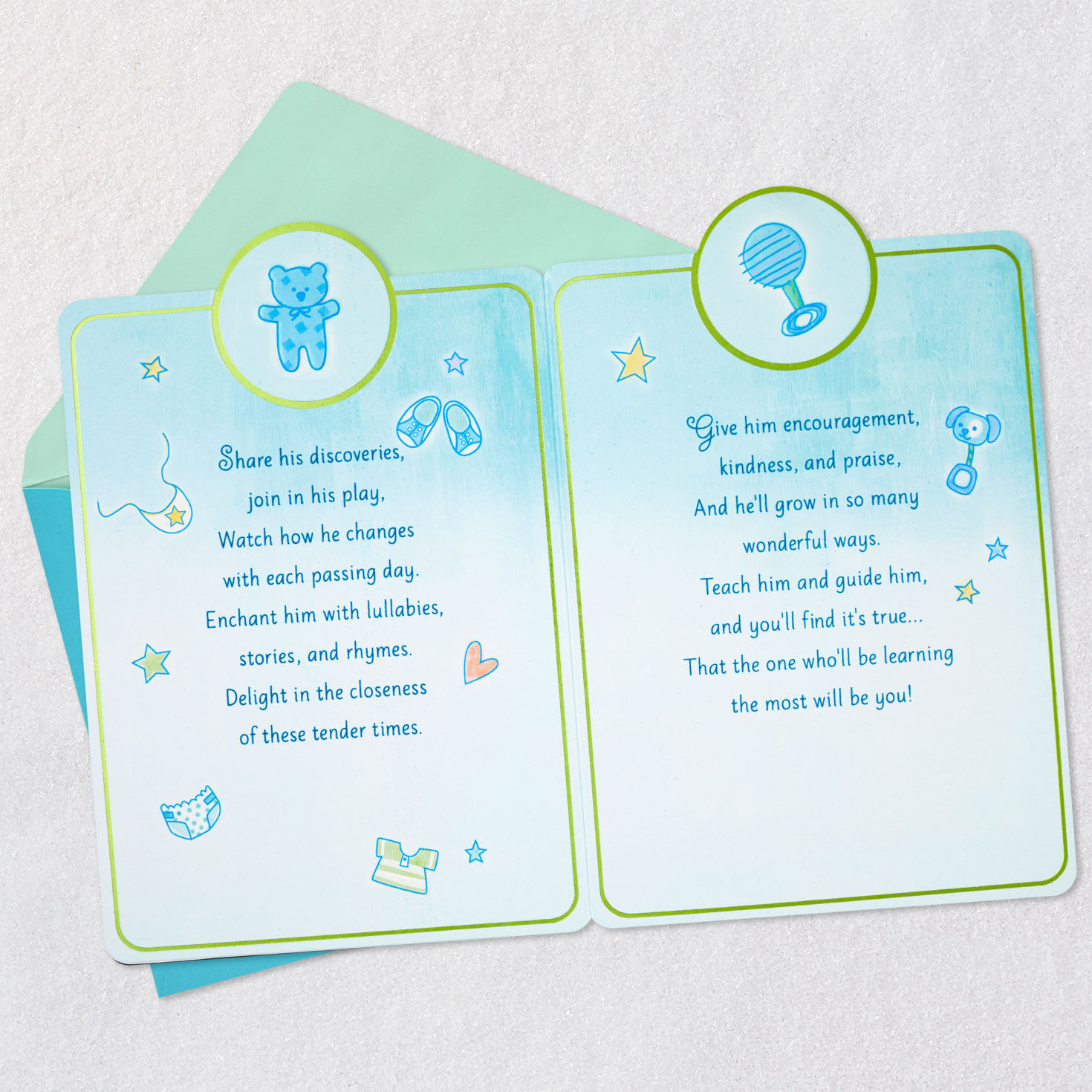 Welcome With a Kiss and Hug New Baby Boy Card - Greeting Cards | Hallmark