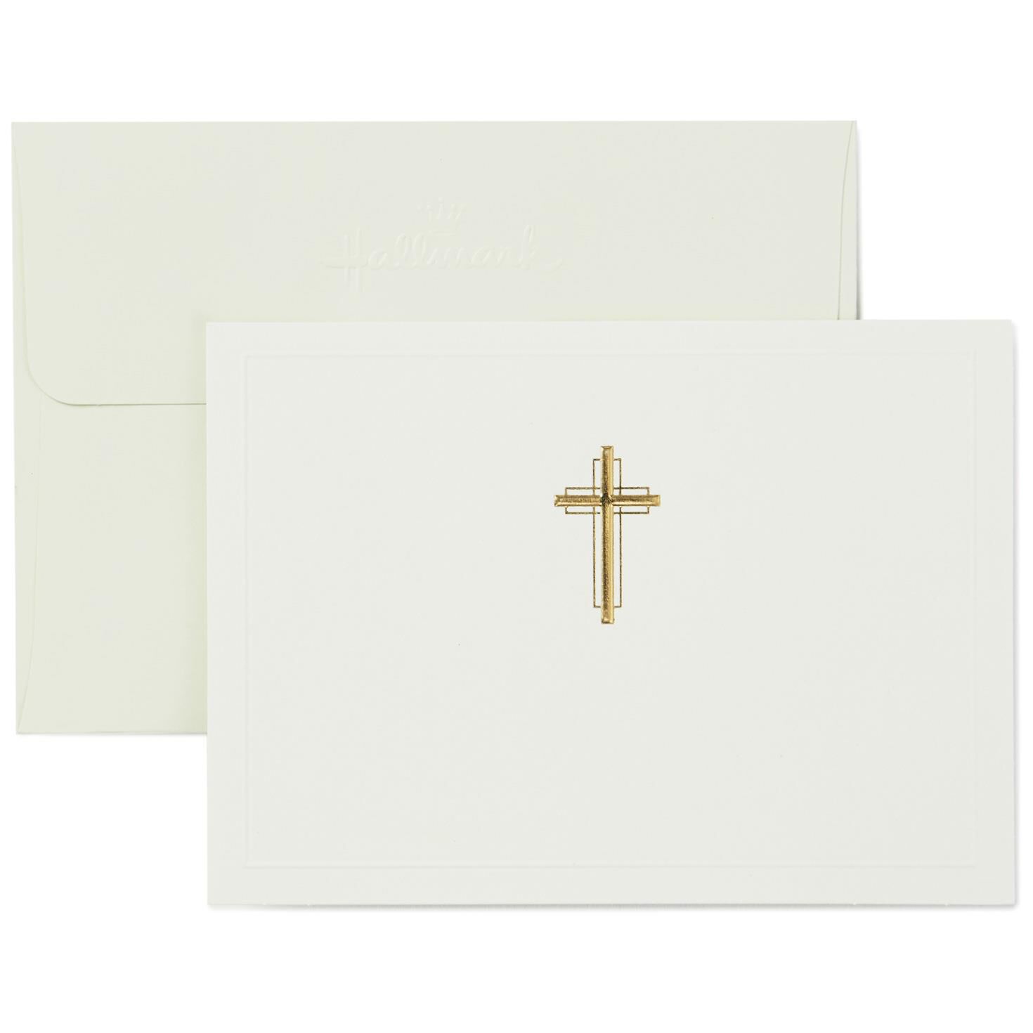 Gold Cross Religious Note Cards, Box of 20 - Note Cards & Stationery ...