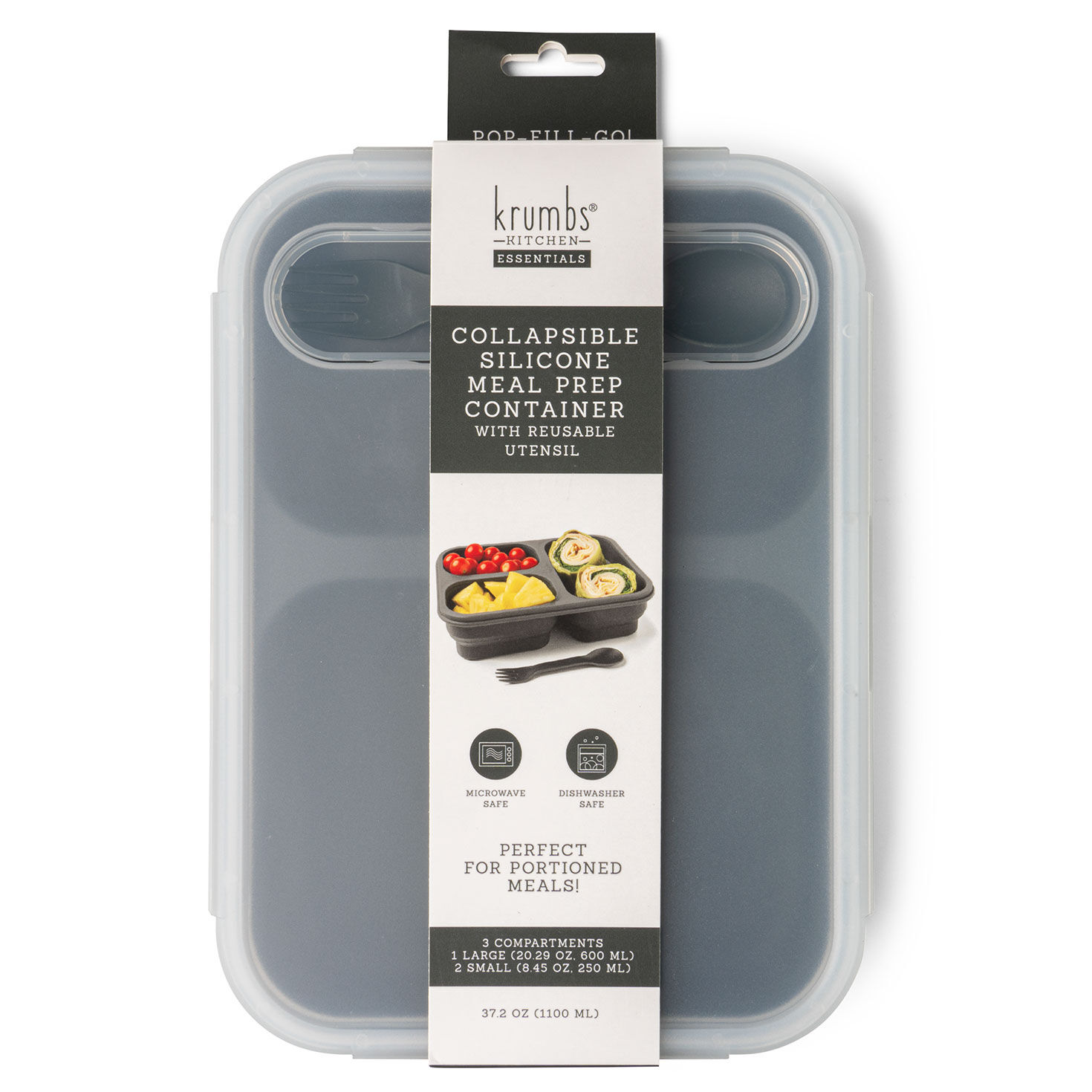Krumbs Kitchen Gray Collapsible Silicone Meal Prep Container - Kitchen ...