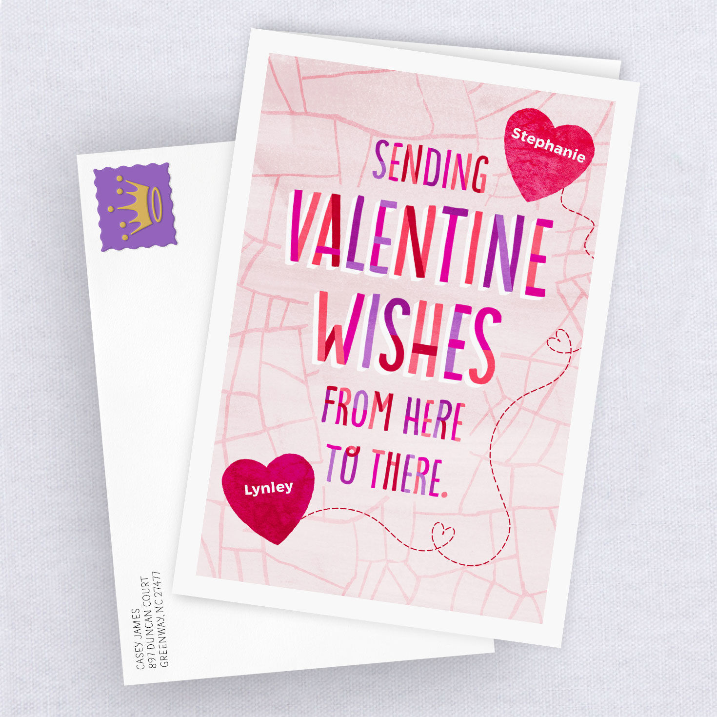 Personalized Wishes Here to There Valentine’s Day Card - Greeting Cards ...