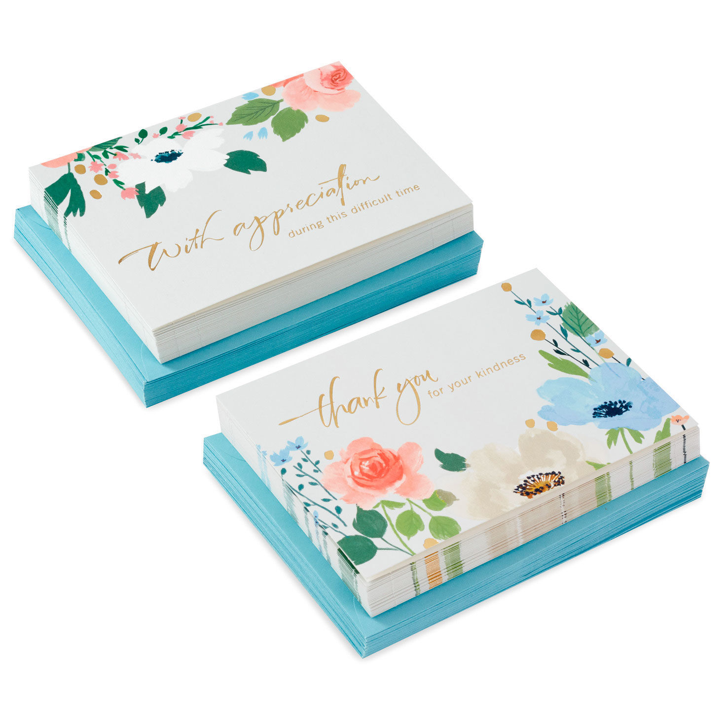 Soft Floral Boxed Blank Sympathy Thank-You Notes, Pack of 50 - Note ...