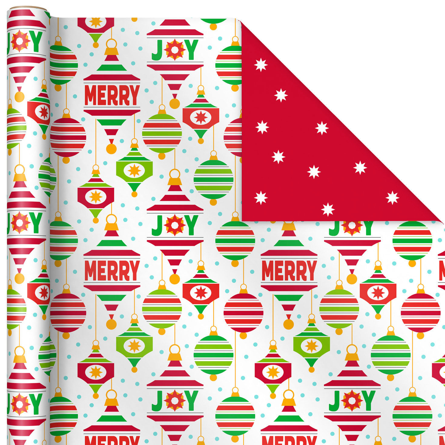 Bright and Graphic 3-Pack Reversible Christmas Wrapping Paper, 120 sq ...