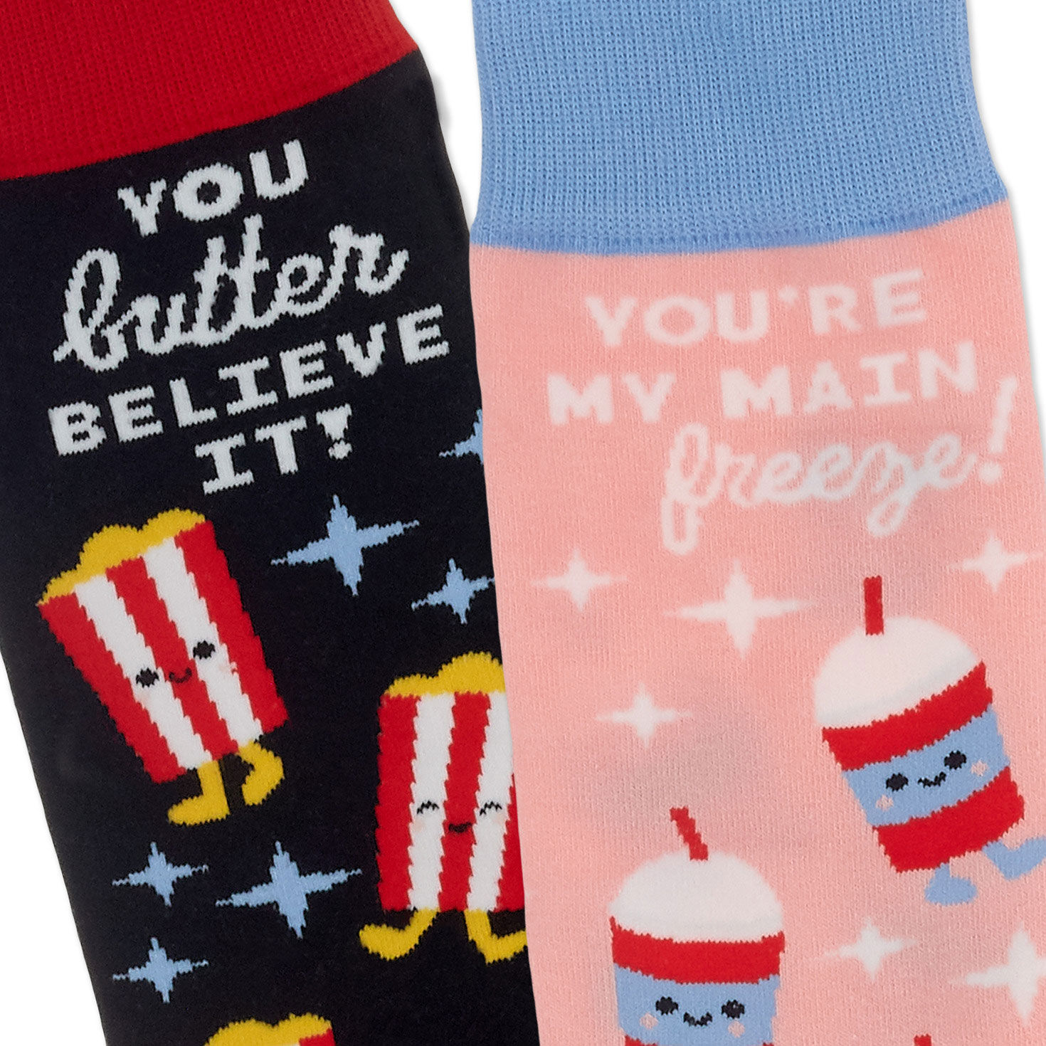 Better Together Popcorn and Slushie Funny Crew Socks - Socks & Slippers ...
